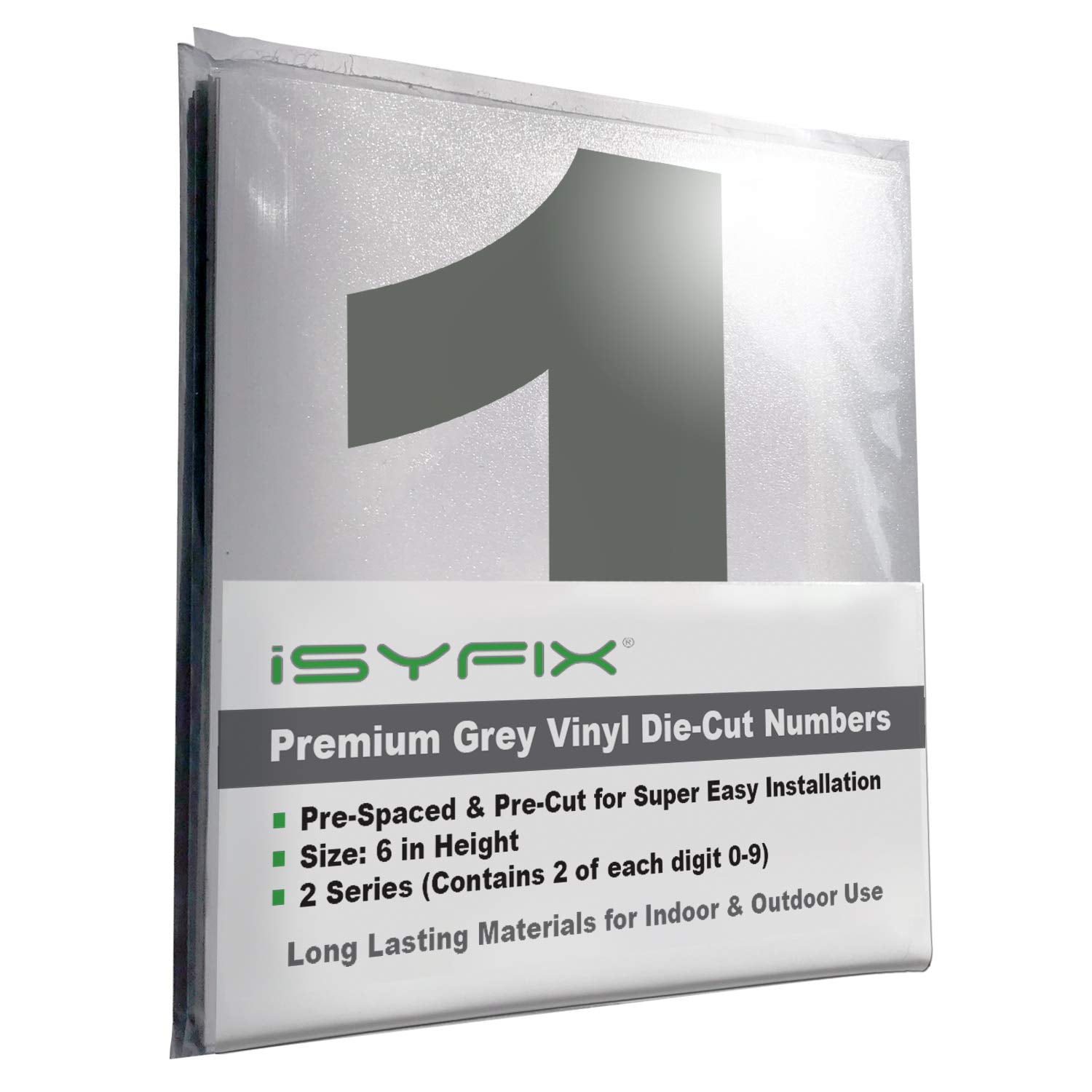 iSYFIX Grey Vinyl Numbers Stickers – 6 Inch Self Adhesive (2 Sets ...