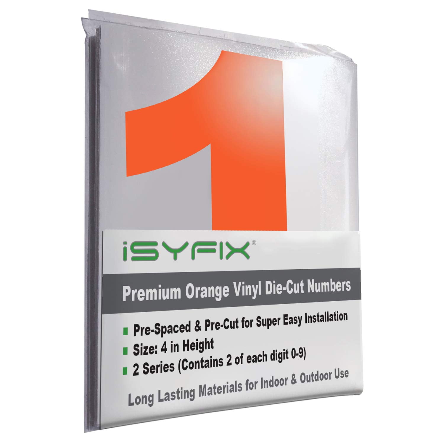iSYFIX Orange Vinyl Numbers Stickers - 4 Inch Self Adhesive 2 Sets ...