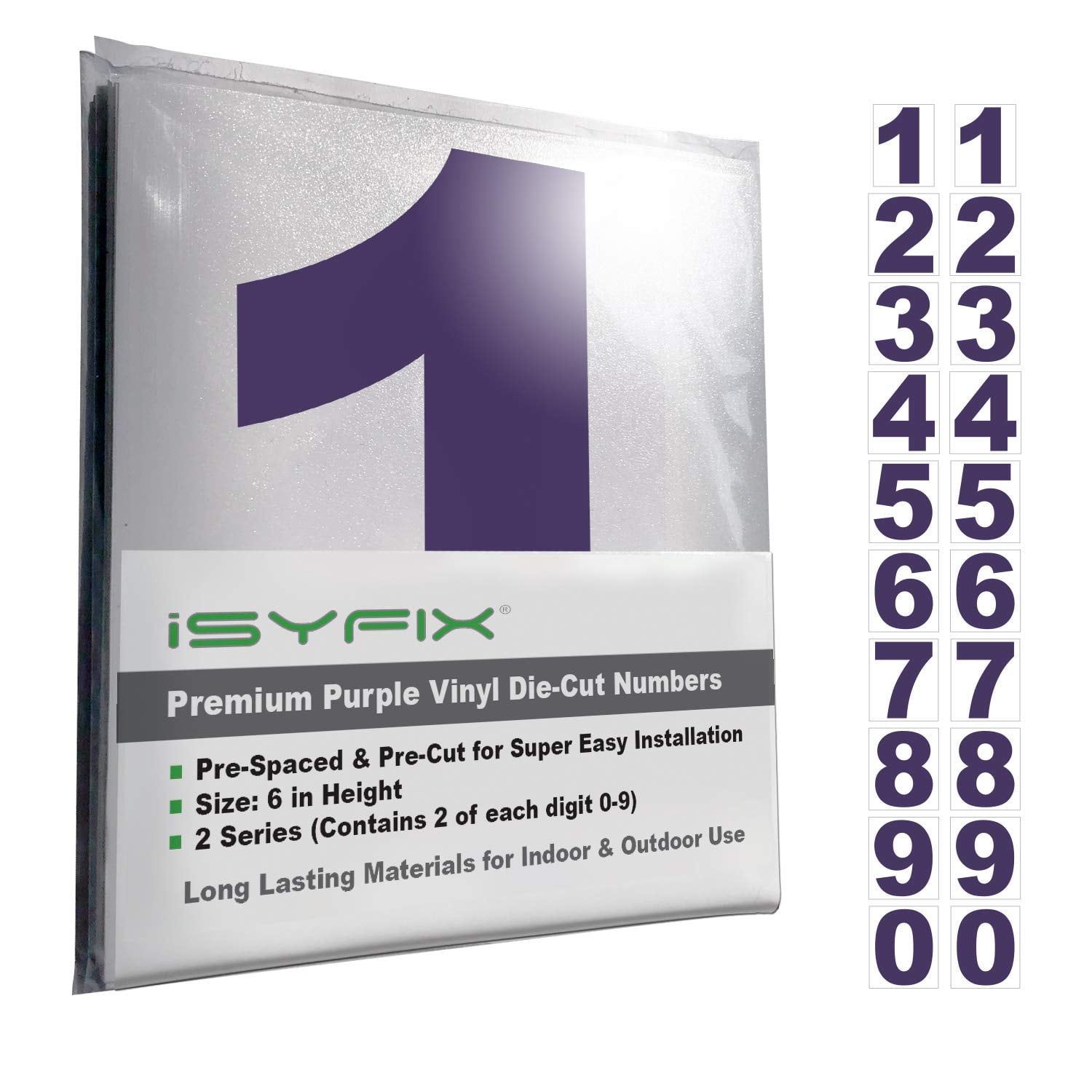 iSYFIX Purple Vinyl Numbers Stickers - Pre-Spaced, for Mailbox, Address ...