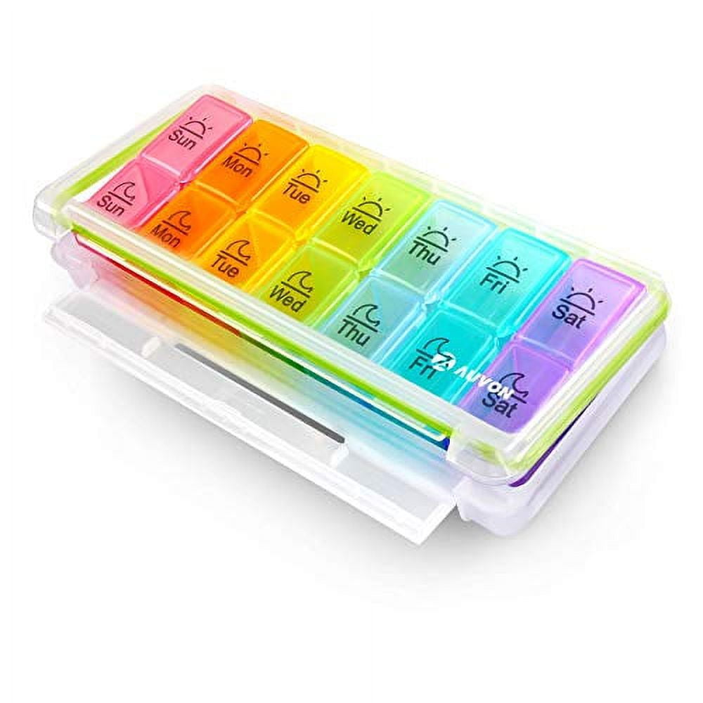 AUVON iMedassist Weekly Pill Organizer (Twice a Day), 7 Day Pill Box ...