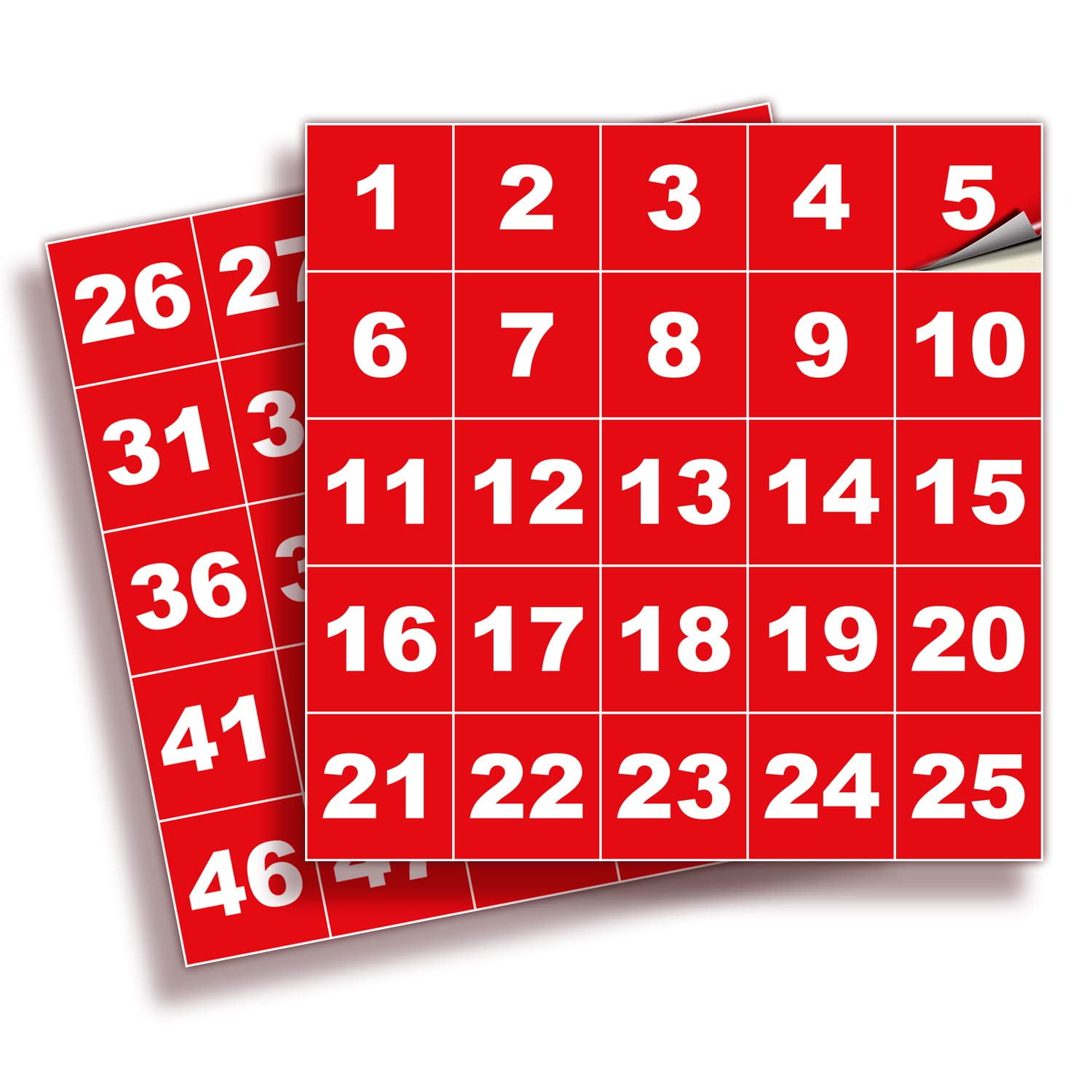 iSYFIX Red Consecutive Number Stickers – 1 to 50, 1.5-inch, 1 set ...