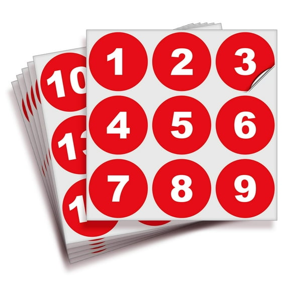 iSYFIX Red Consecutive Number Stickers – 1 to 50, 2-inch, 1 set – Vinyl ...