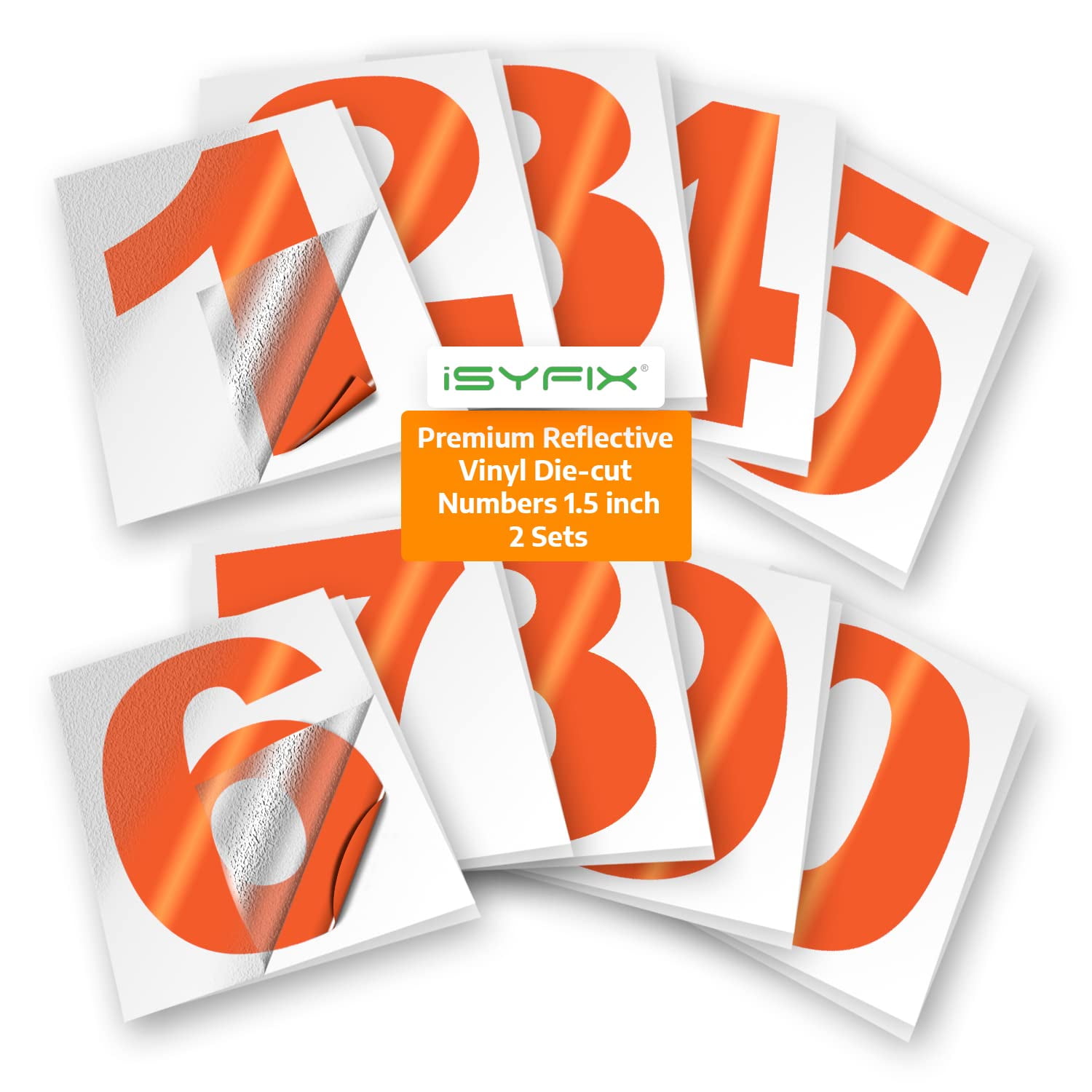iSYFIX Reflective Orange Vinyl Numbers Stickers – 1.5 Inch Self ...
