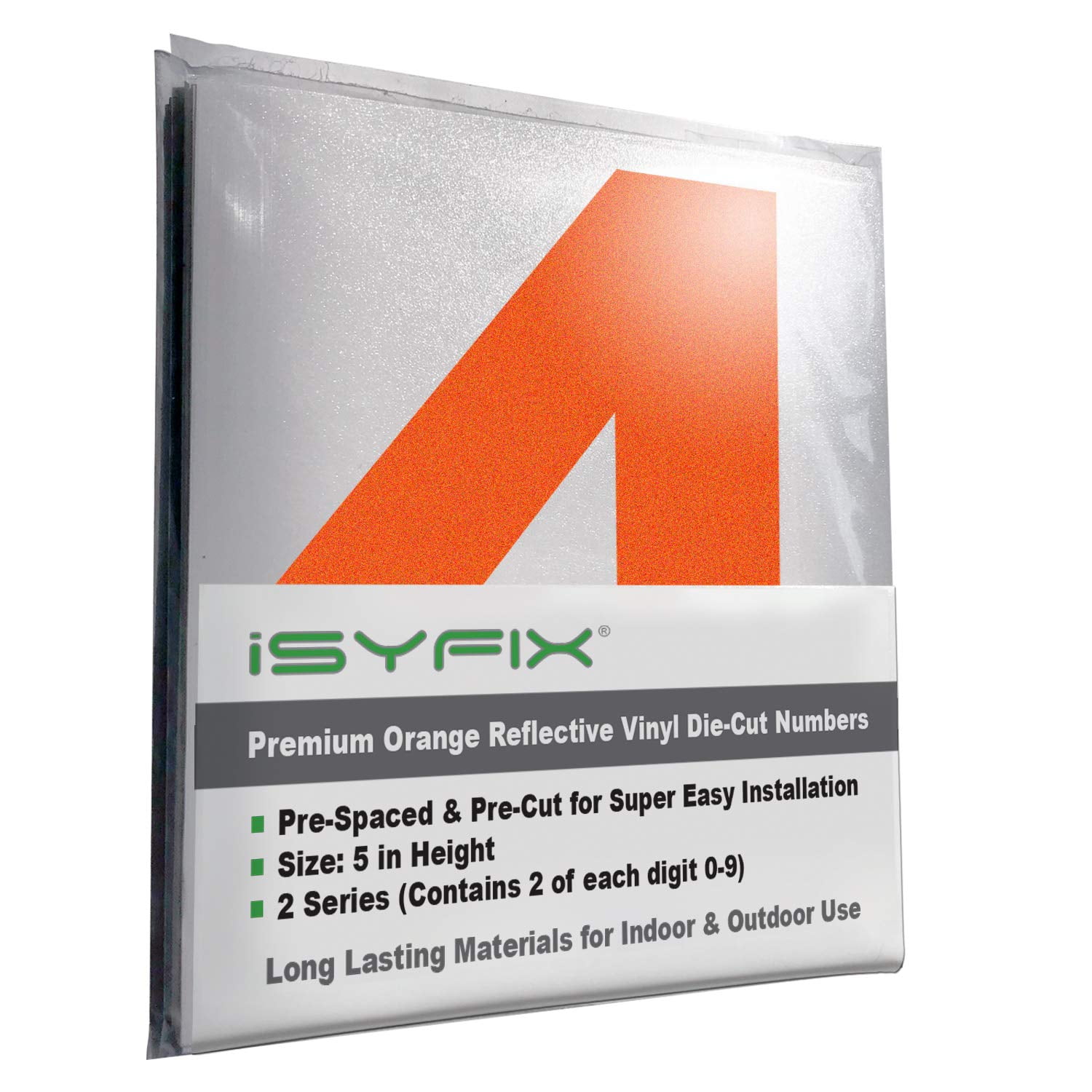 iSYFIX Reflective Orange Vinyl Numbers Stickers - (2 Sets) 5 Inch ...
