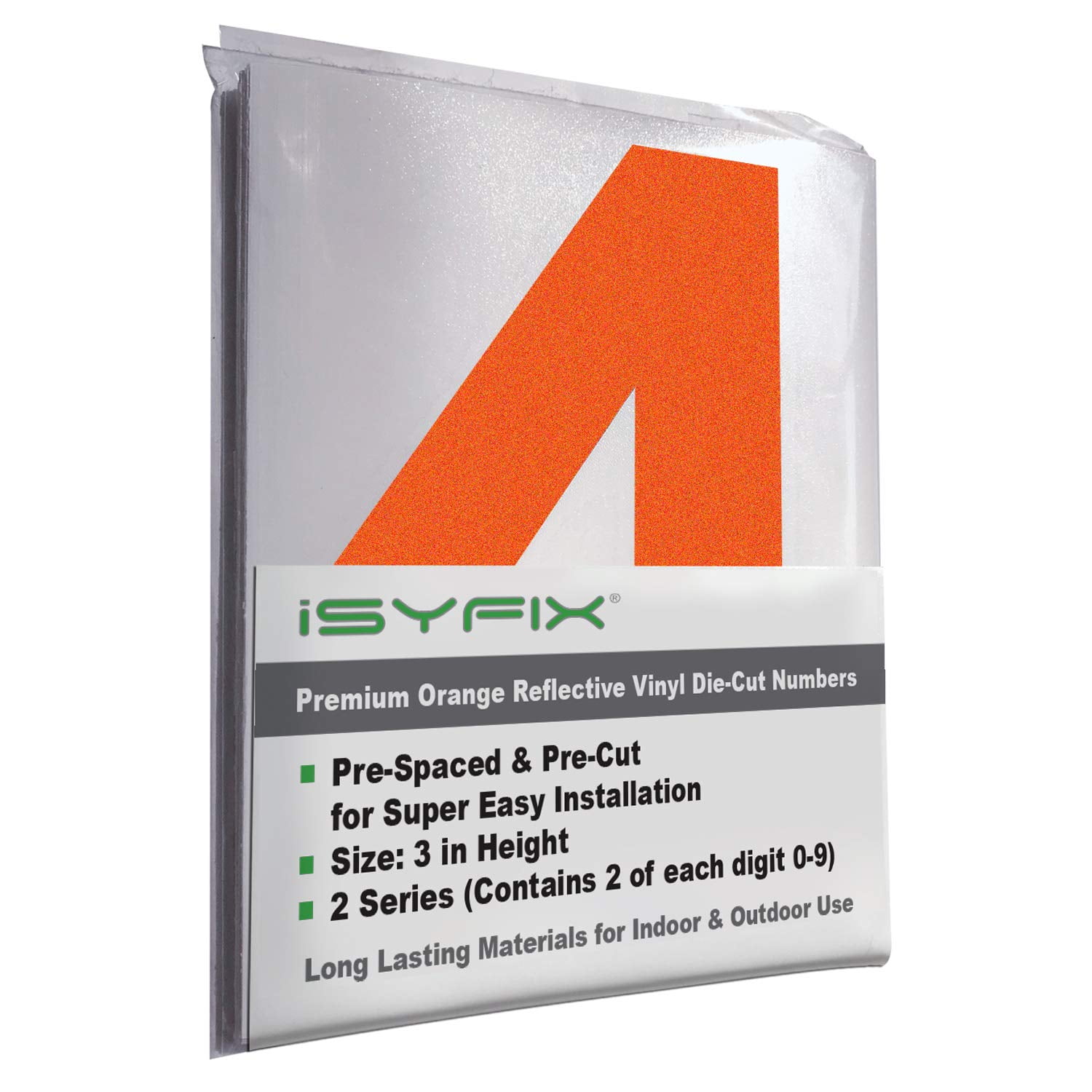 iSYFIX Reflective Orange Vinyl Numbers Stickers – 3 Inch Self Adhesive ...