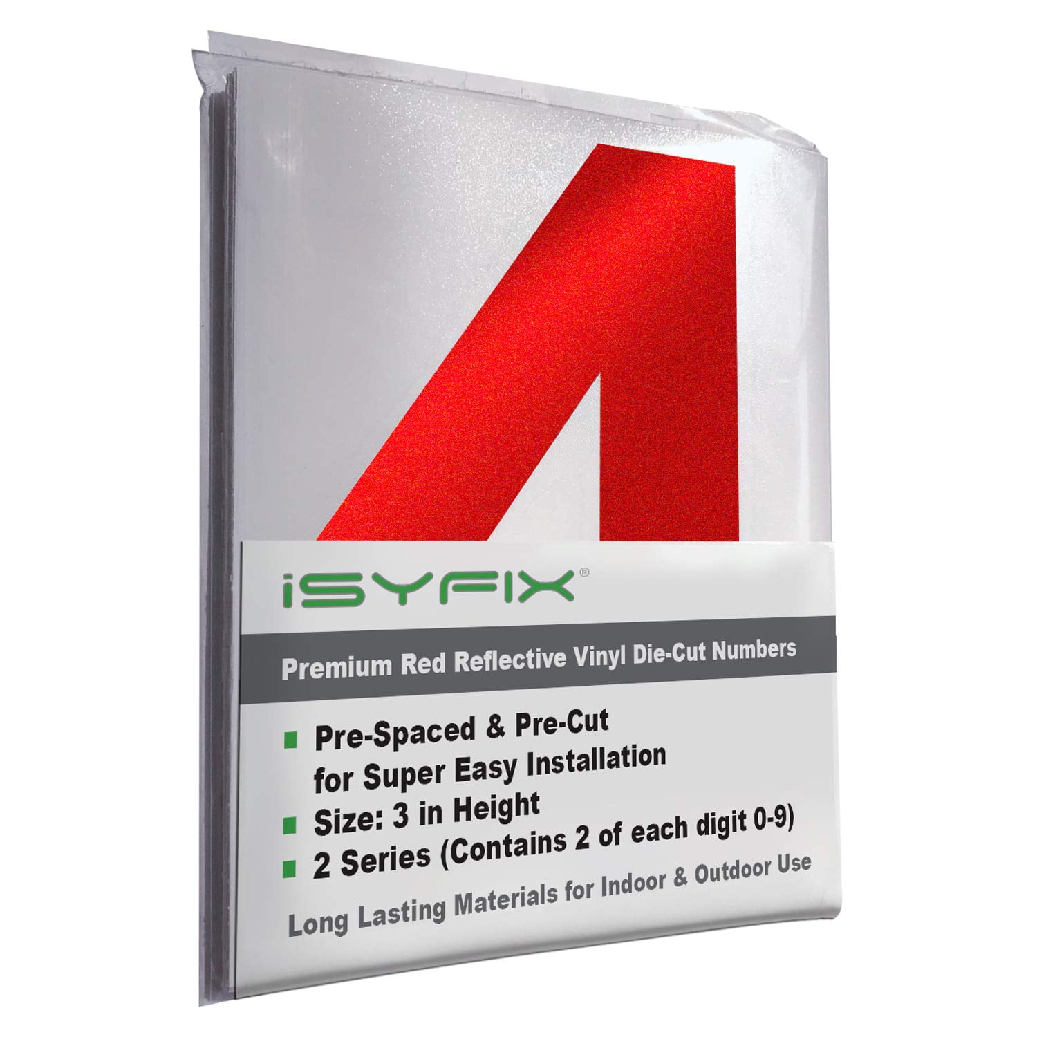 iSYFIX Reflective Red Vinyl Numbers Stickers – (2 Sets) 3 Inch ...