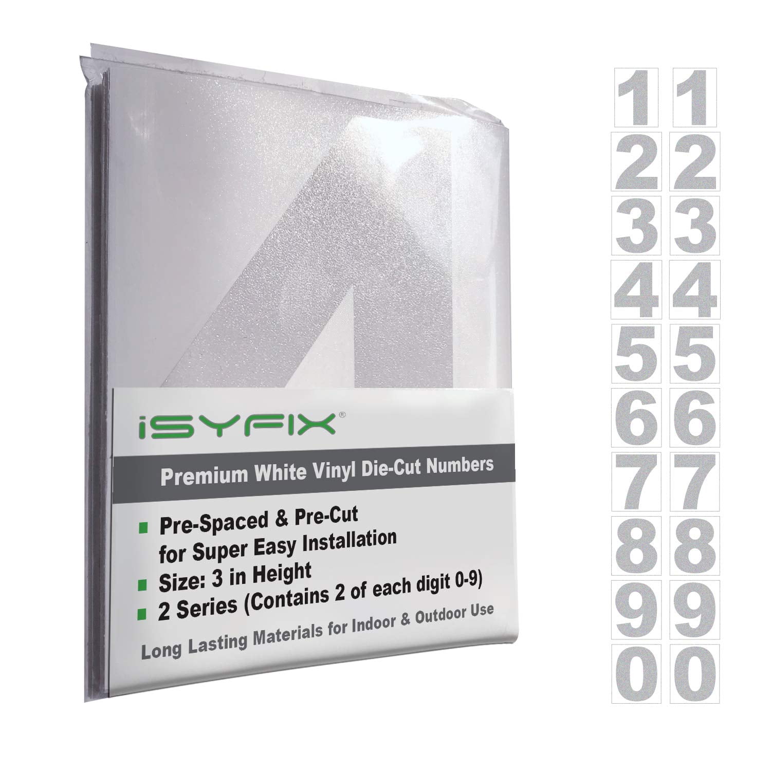 iSYFIX Reflective Vinyl Numbers Stickers – 3 Inch Self Adhesive (2 Sets ...