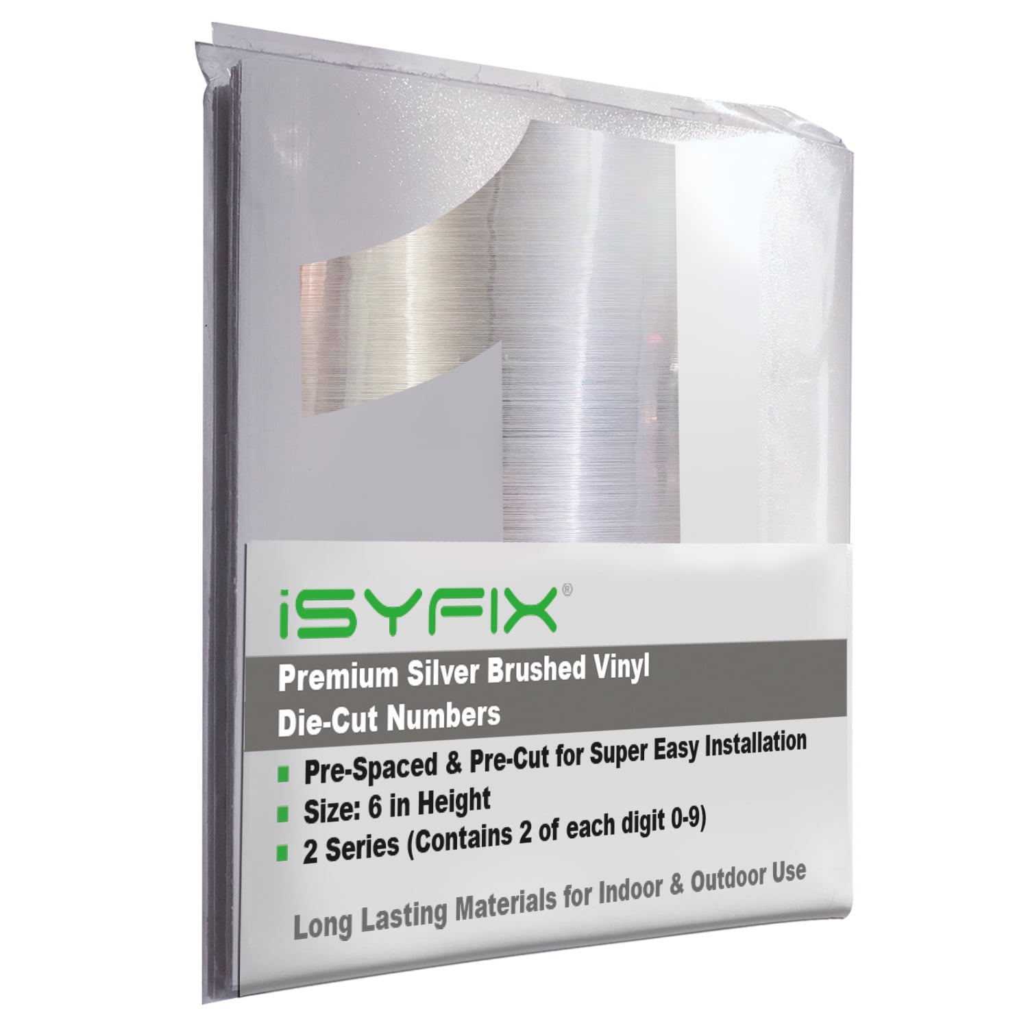 iSYFIX Silver Brushed Vinyl Numbers Stickers – 6 Inch Self Adhesive (2 ...