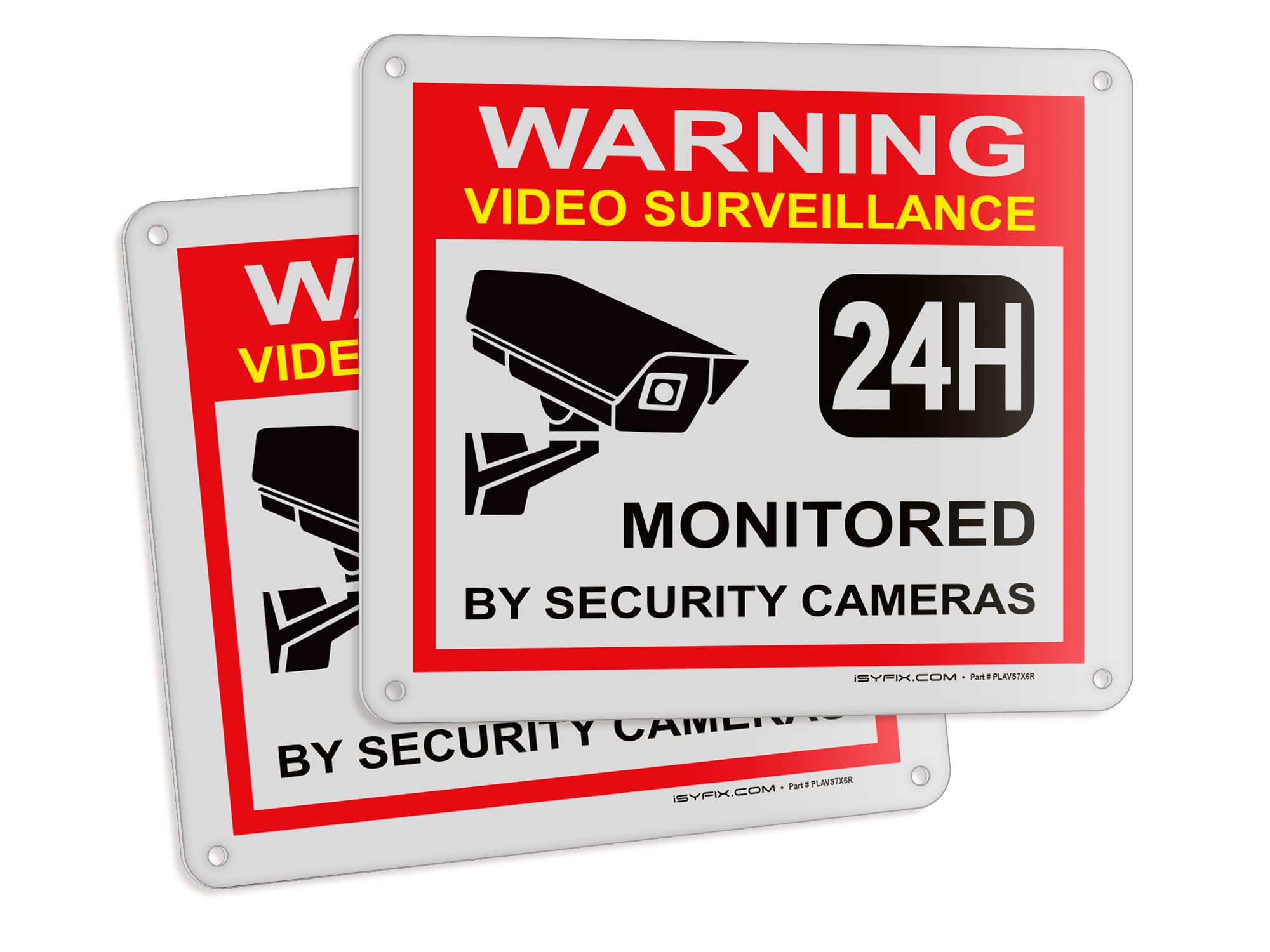 iSYFIX Video Surveillance Sign – 2 Pack Reflective Silver 7x6 Inch ...