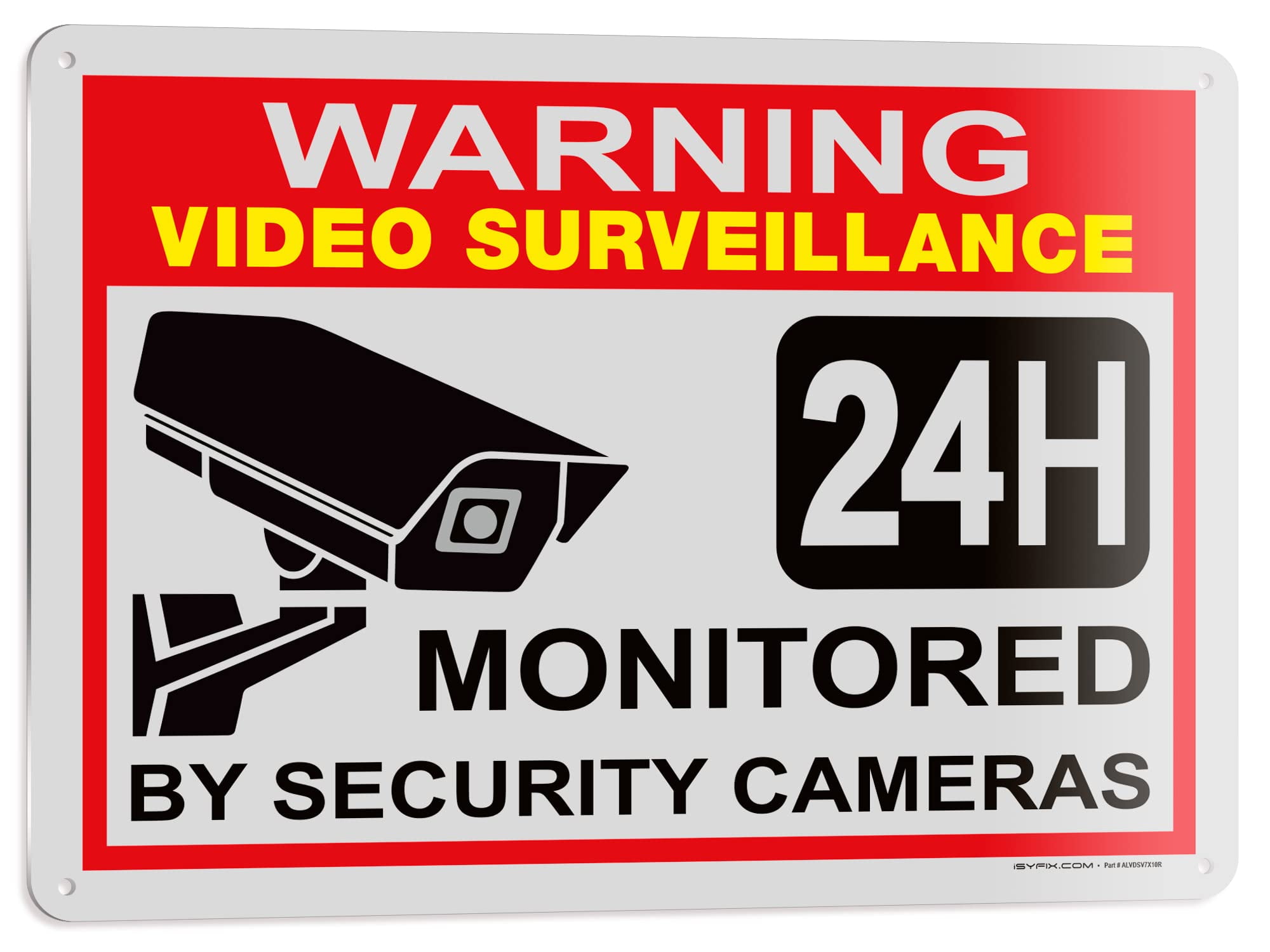 iSYFIX Video Surveillance Warning Sign – 1 Pack Reflective Silver 14x10 ...
