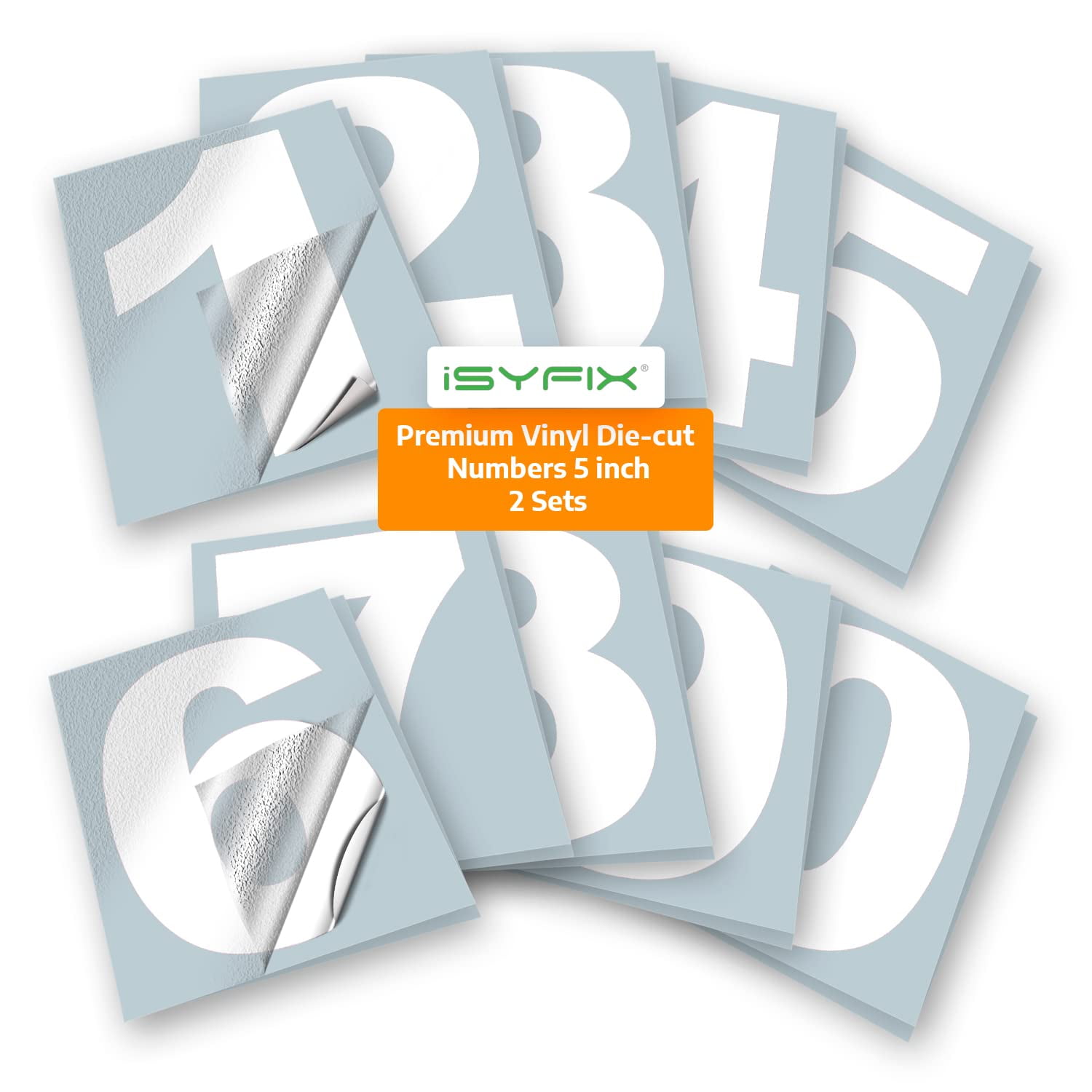 iSYFIX White Vinyl Numbers Stickers - Pre-Spaced, for Mailbox, Address ...