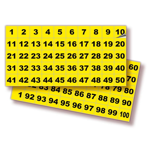 iSYFIX Yellow Consecutive Number Stickers â€“ 1 to 100, 1-inch, 1 Set â ...