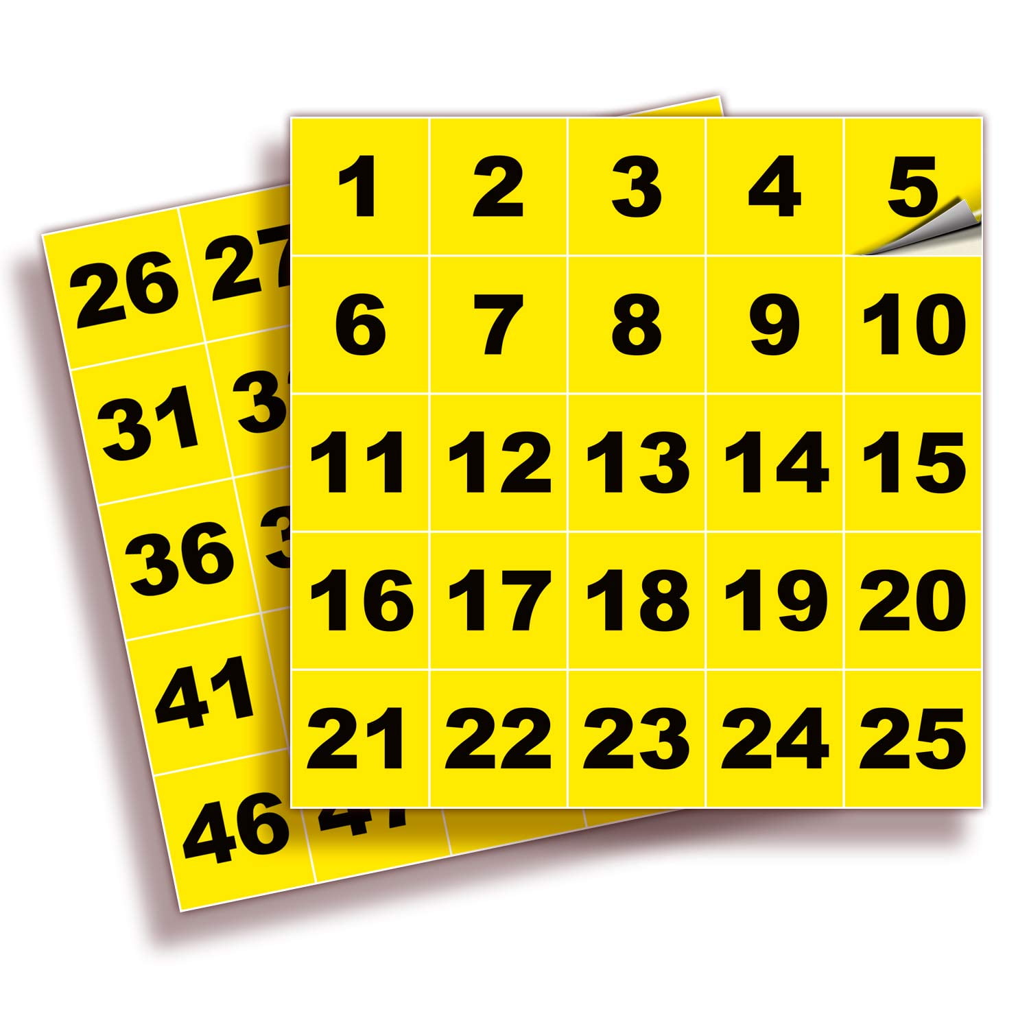 iSYFIX Yellow Consecutive Number Stickers – 1 to 50, 1.5-inch, 1 set ...