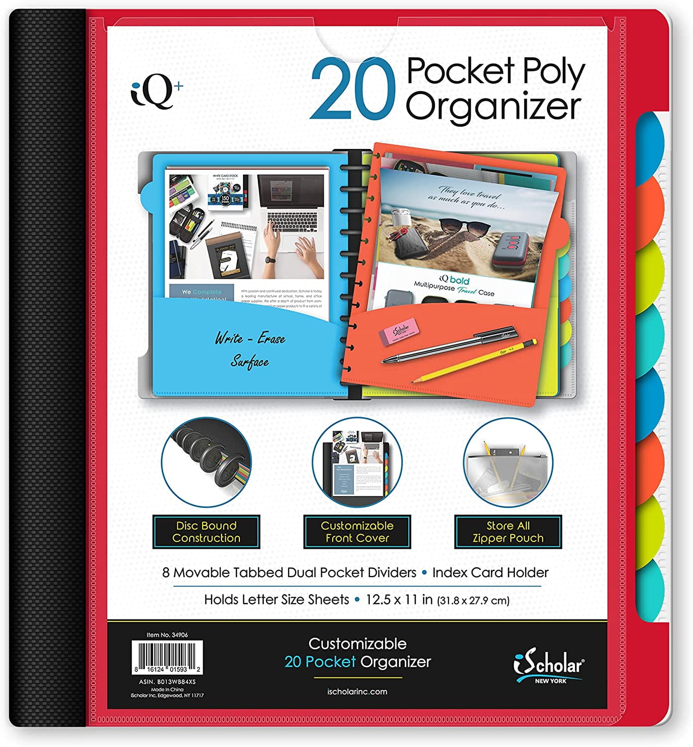 iScholar 20 Pocket Folder with Zipper Pouch, Color May Vary (34906) 20 ...