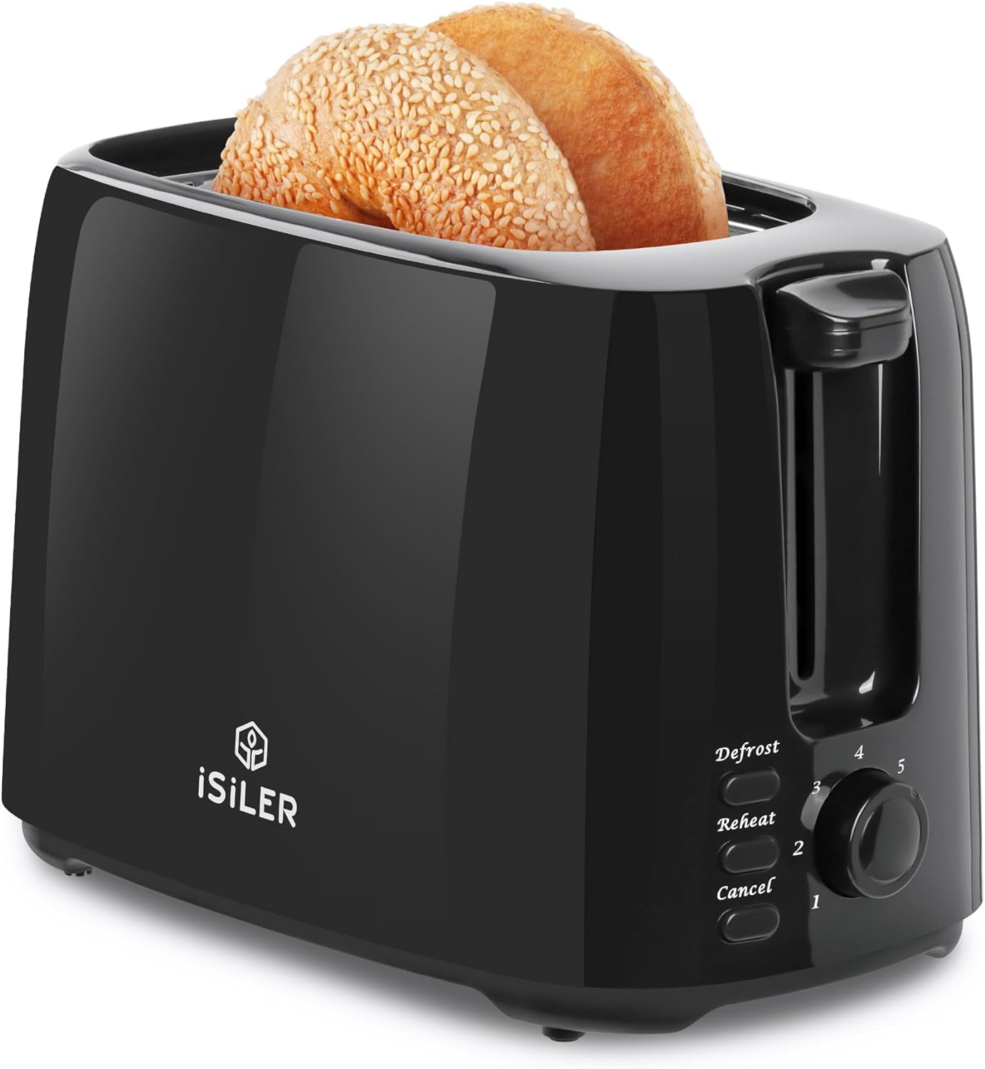 iSiLER 2 Slice Toaster, 1.3 Inches Wide Slot Bagel Toaster with 7 Shade ...