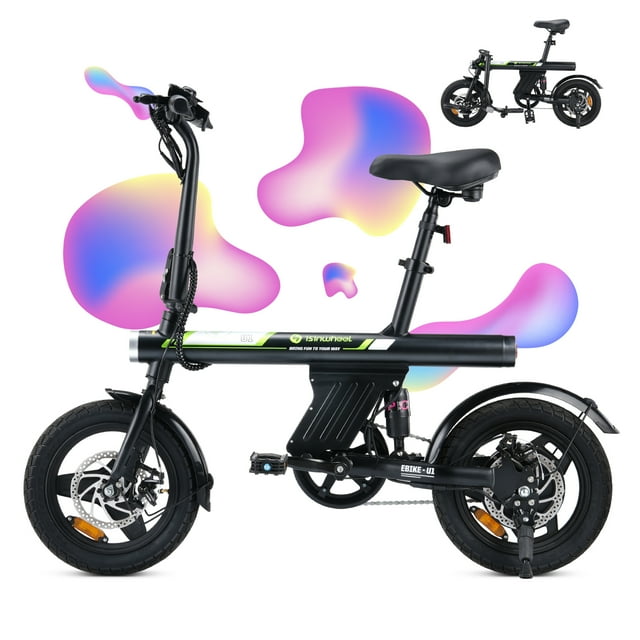 "iSinwheel W-U1 500W Folding Electric Bike, 25 Miles Range, 14"" eBike ...