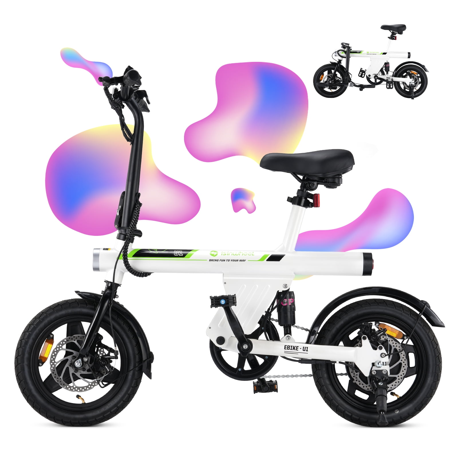 "iSinwheel W-U1 500W Powerful Electric Bike, 25mi Range, 3 Assist ...