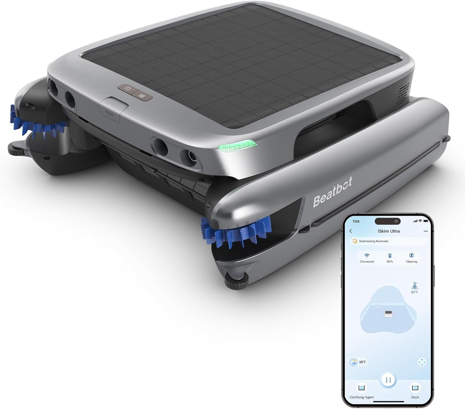 iSkim Ultra Solar Powered Robotic Pool Skimmer - 24/7 Cleaning, Solar ...