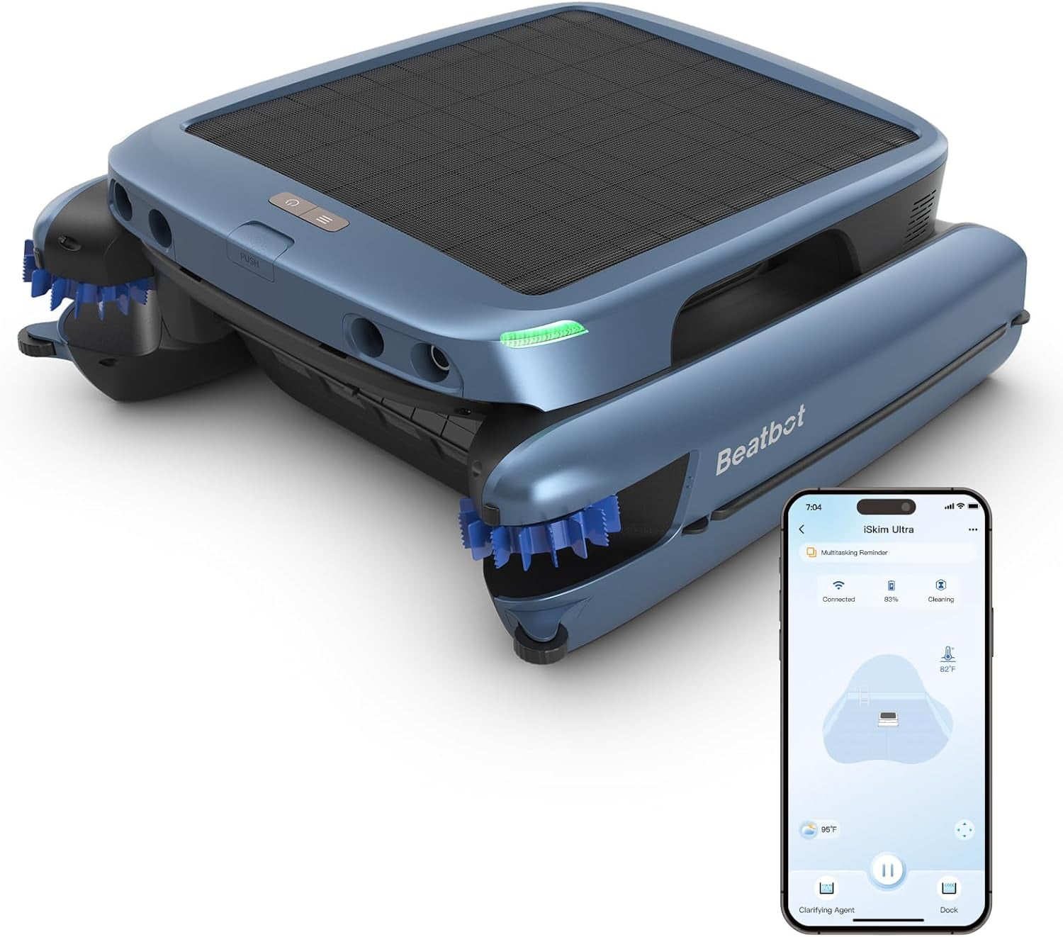 iSkim Ultra Solar Powered Robotic Pool Skimmer - 24/7 Cleaning, Solar ...