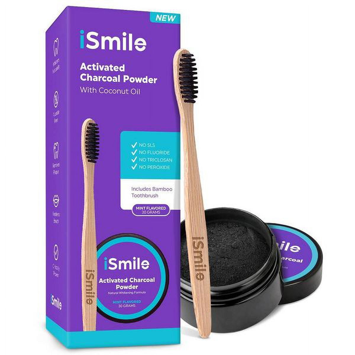 iSmile Activated Charcoal Natural Teeth Whitening Powder With Bamboo ...