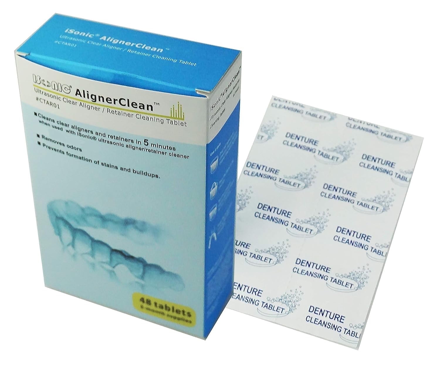 iSonic Ultrasonic Cleaning Tablet for Clear Retainers/Night Guards/CPAP ...