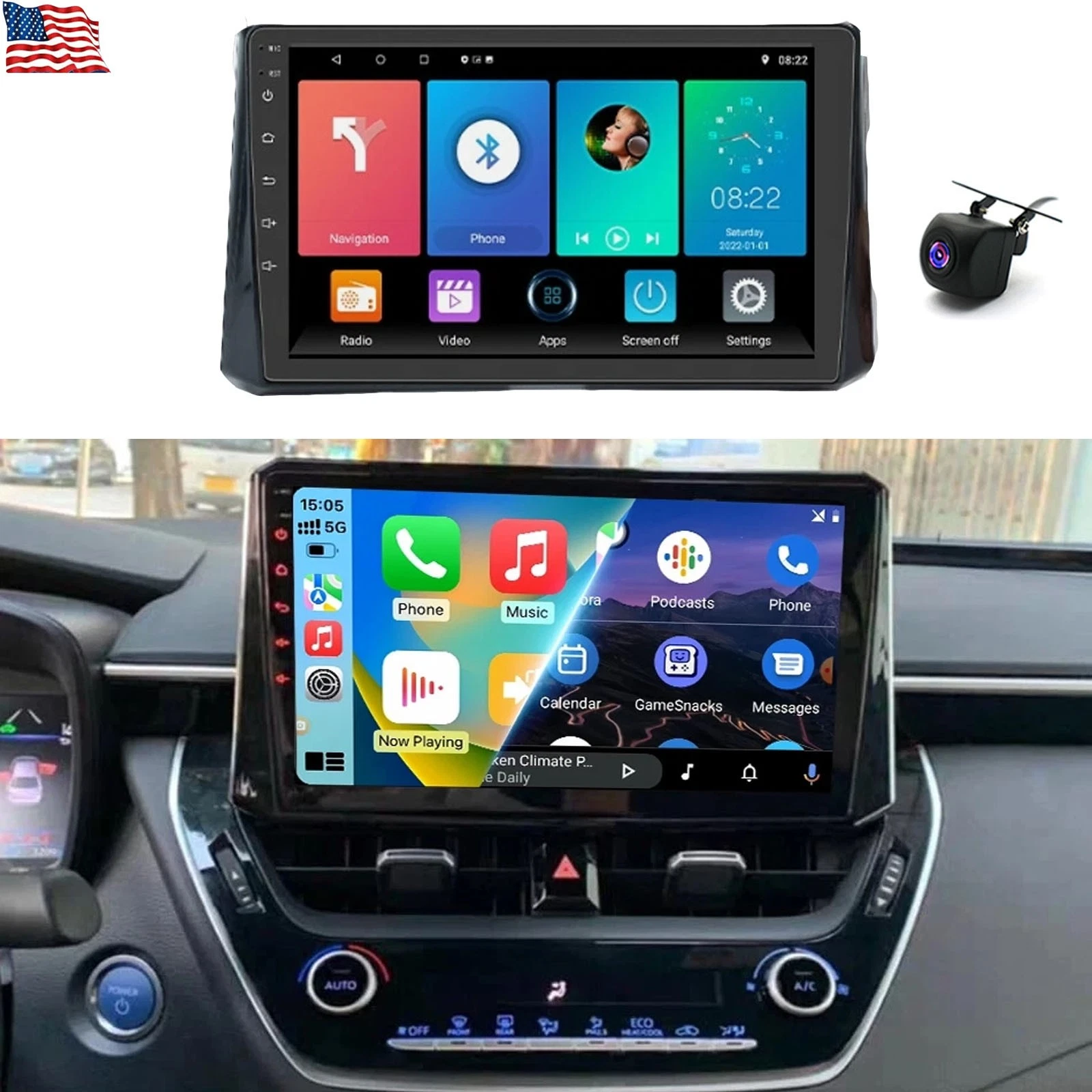iSpchen 4+64G Android 14 Car Stereo for Toyota Corolla 2018-2021 Built ...