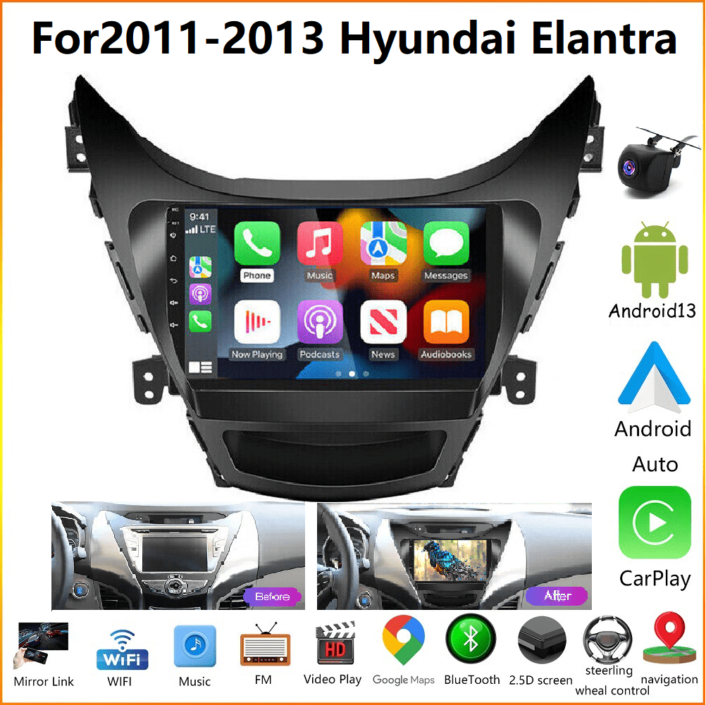 iSpchen 9" Touch Screen Car Radio Stereo for 2011-2013 Hyundai Elantra ...