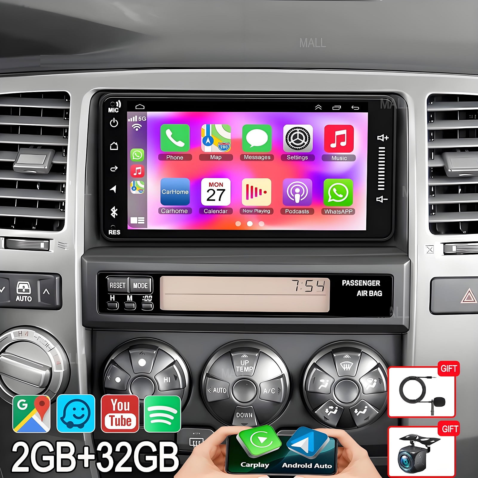 iSpchen Android 13 Car Stereo Radio for Honda 4Runner Camry 9" Touch ...