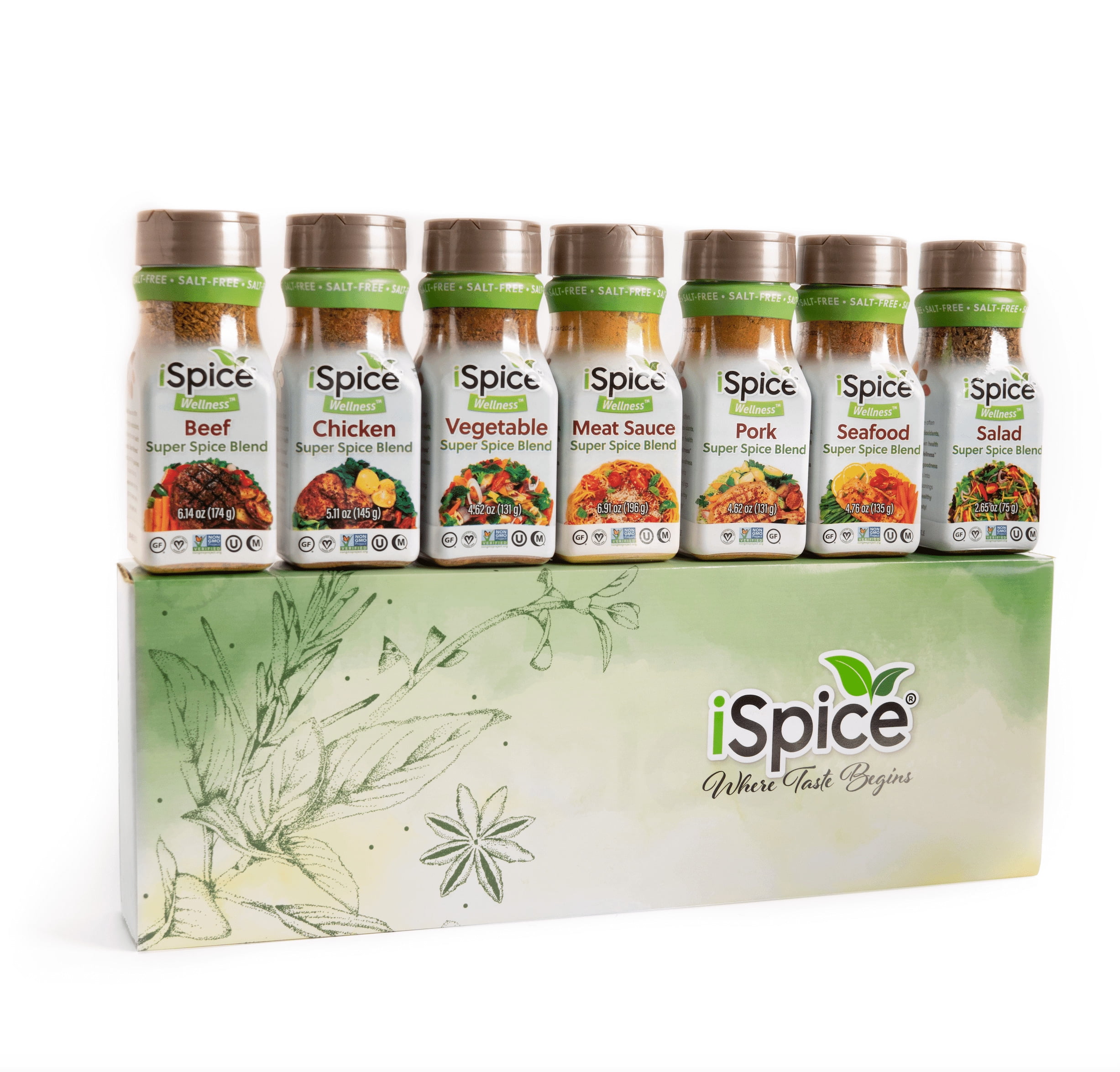 iSpice 7 Pack Wellness Seasoning, 100% Pure Super Spices, Keto-Friendly ...