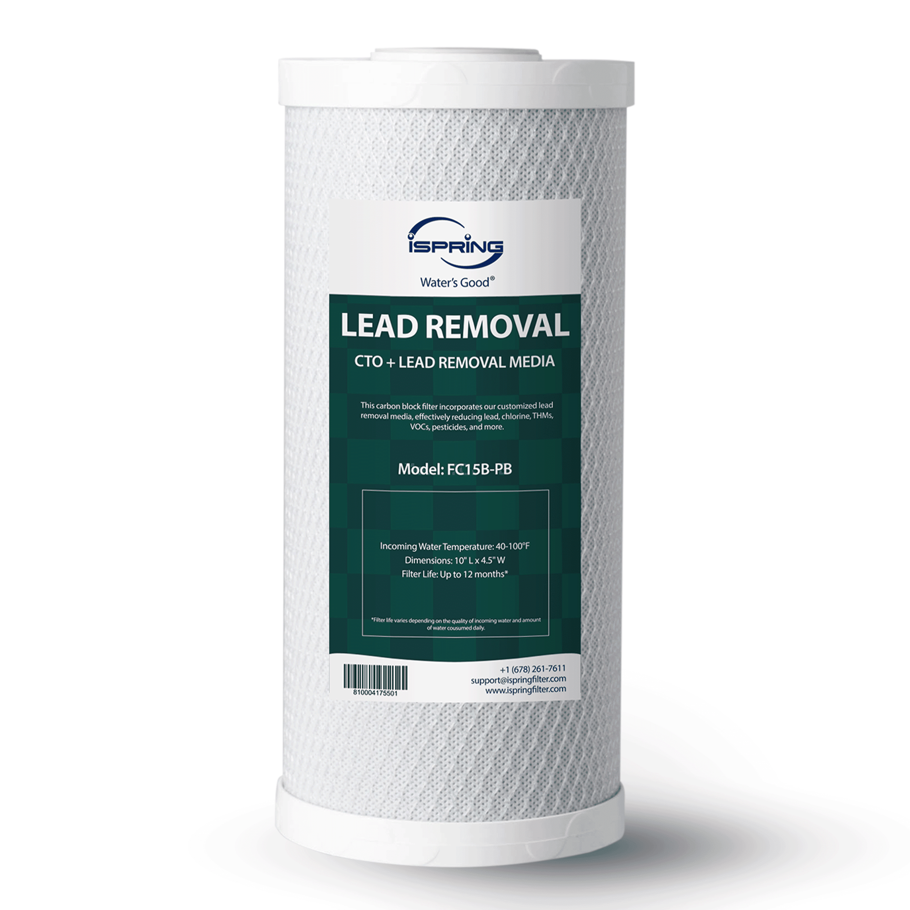 iSpring FC15B-PB 4.5” x 10” Lead, Arsenic, Cadmium, Chlorine Reducing ...