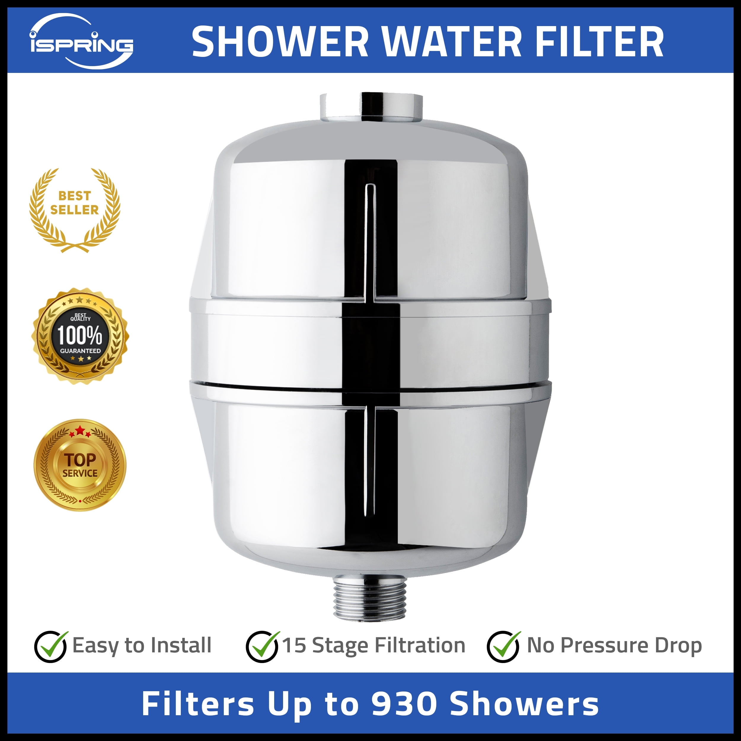 iSpring SF3S 15-Stage High Output Universal Shower Filter with ...
