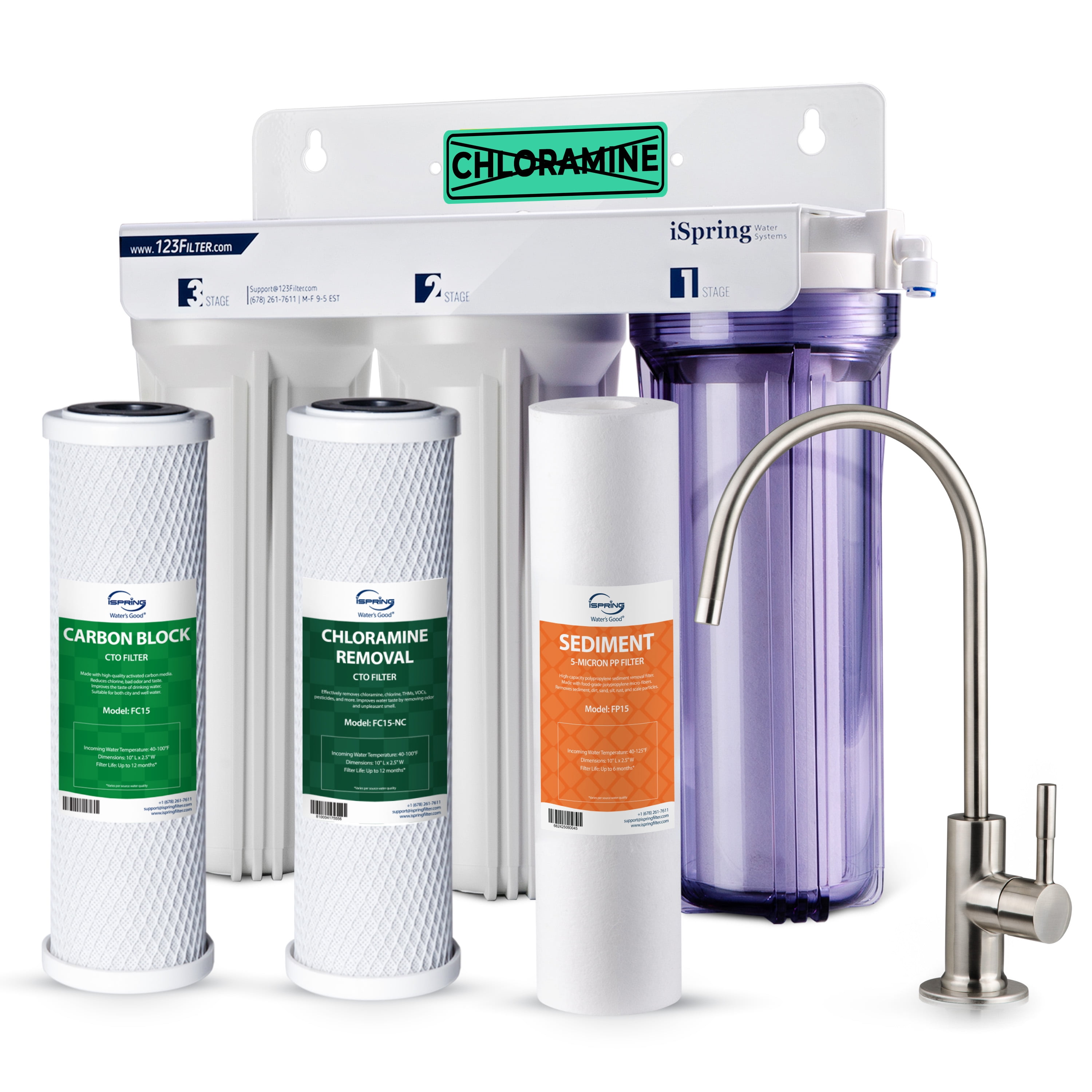 iSpring US31-NC Classic 3-Stage Under Sink Water Filtration System for ...
