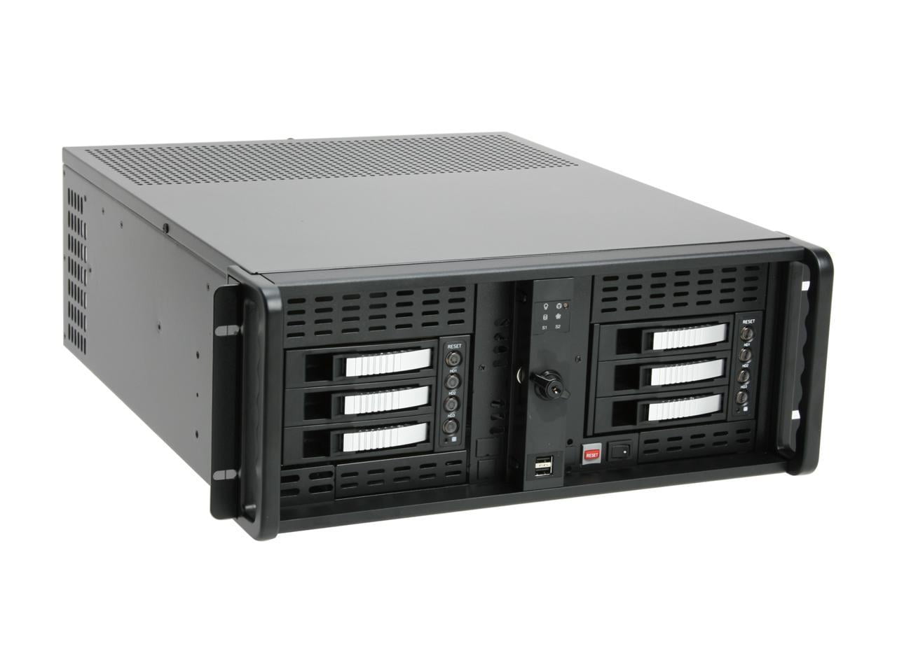 iStarUSA D-406-B6SA-SILVER-ND Steel 4U Rackmount Server Case 6xSATA Hot ...