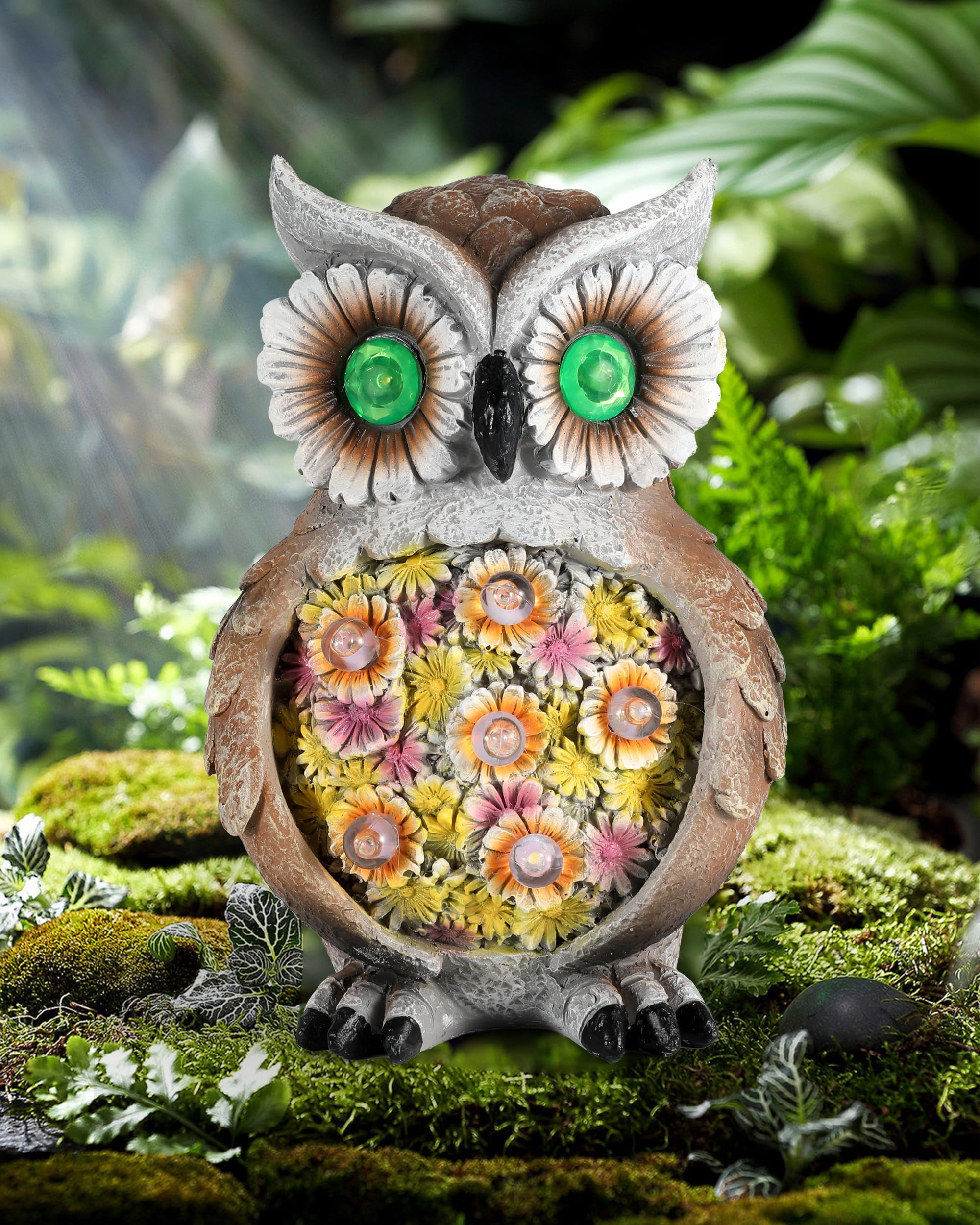 iStatue Solar Hand-Painted Resin 6.7'' Owl Figurine Decor with Lifelike ...
