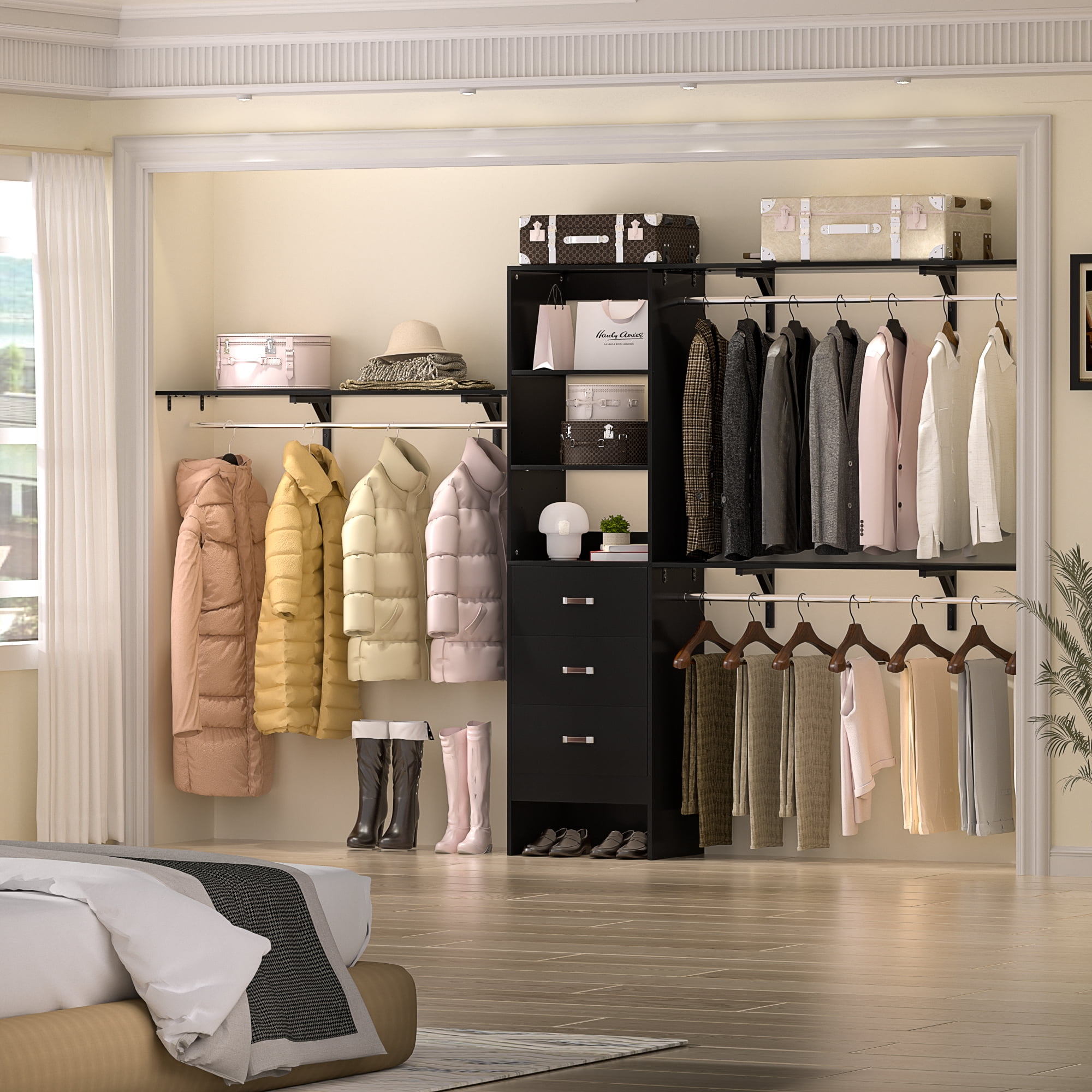 iSunirm 120'' Closet System, 10 Foot Heavy Duty Closet Organizer System ...