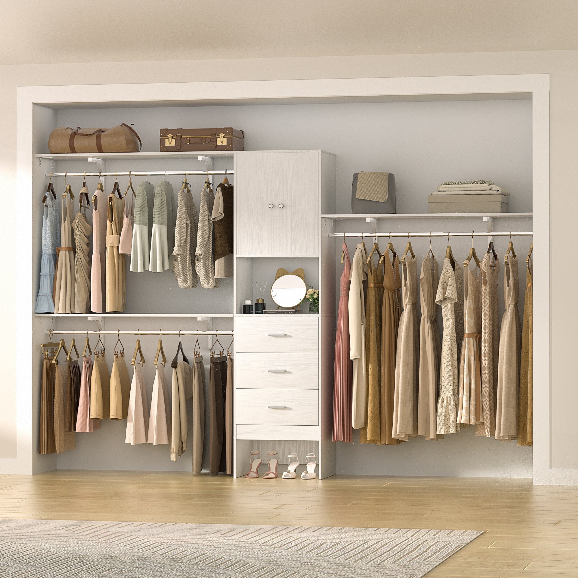 iSunirm 120" Large Closet System with Drawers and Doors, 10FT Heavy ...