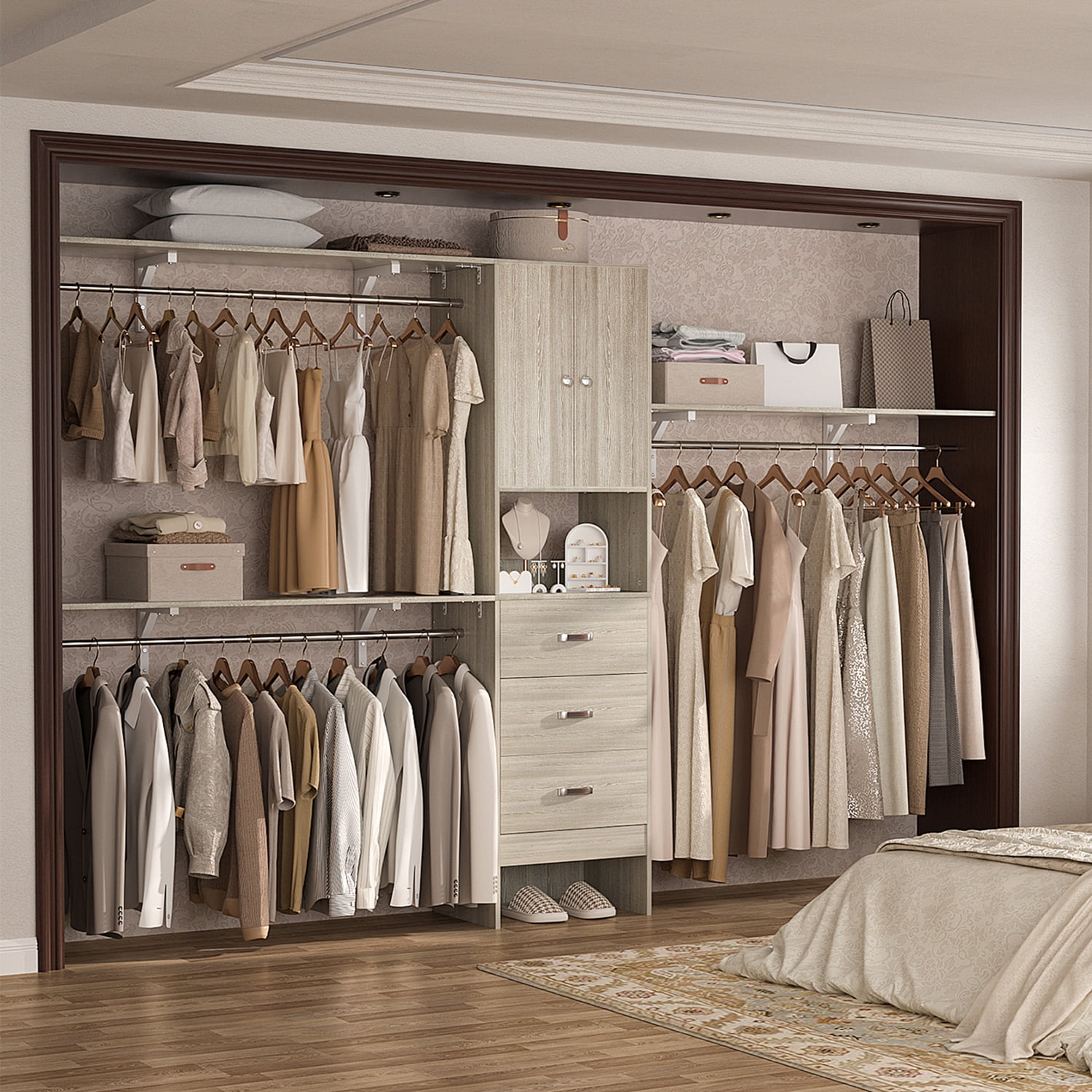 iSunirm 120" Large Closet System with Drawers and Doors, 10FT Heavy ...