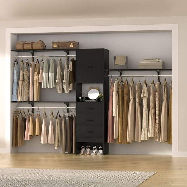 iSunirm 120" Large Closet System with Drawers and Doors, 10FT Heavy ...