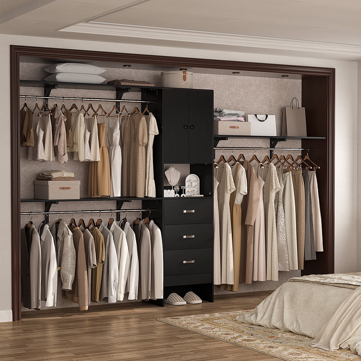 iSunirm 120" Large Closet System with Drawers and Doors, 10FT Heavy ...