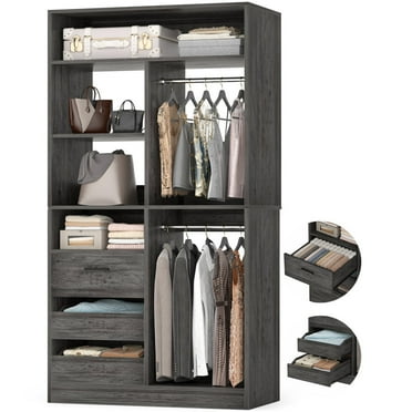 WRR Modular Wood Organizer and Storage Wardrobe Closet System Walk-in ...