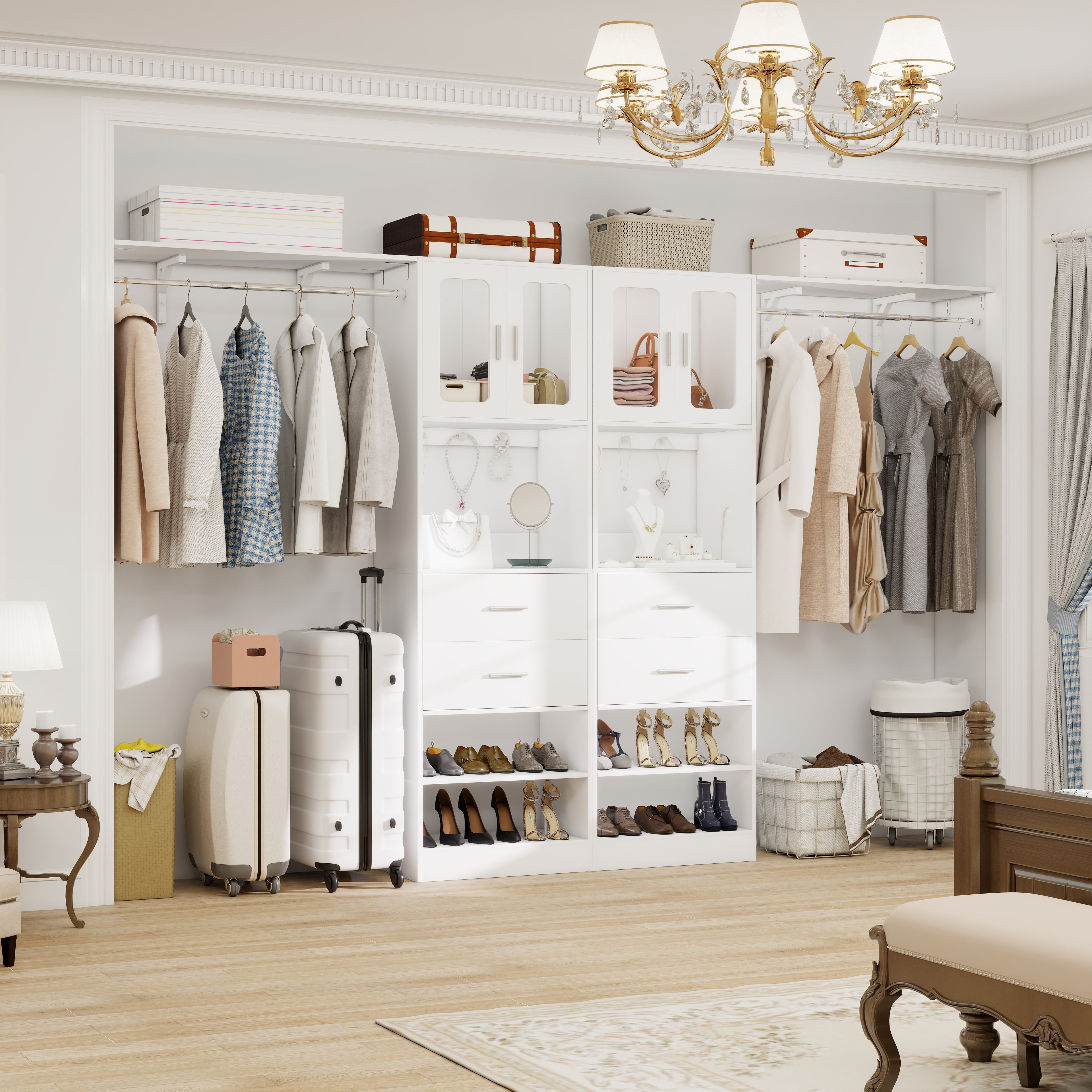 iSunirm 5FT Closet System with 2 Sets, 120'' Walk in Closet with 4 ...