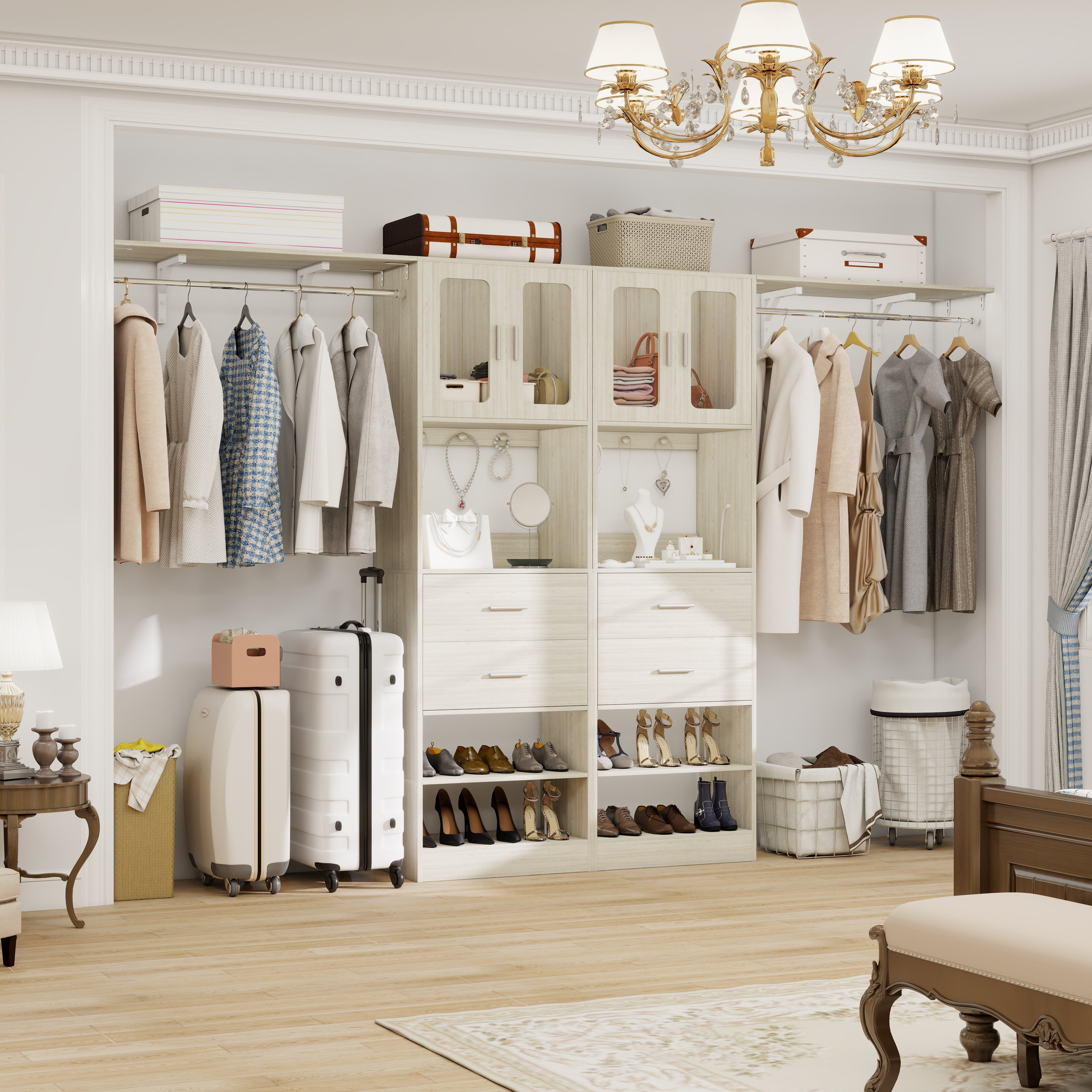 iSunirm 5FT Closet System with 2 Sets, 120'' Walk in Closet with 4 ...