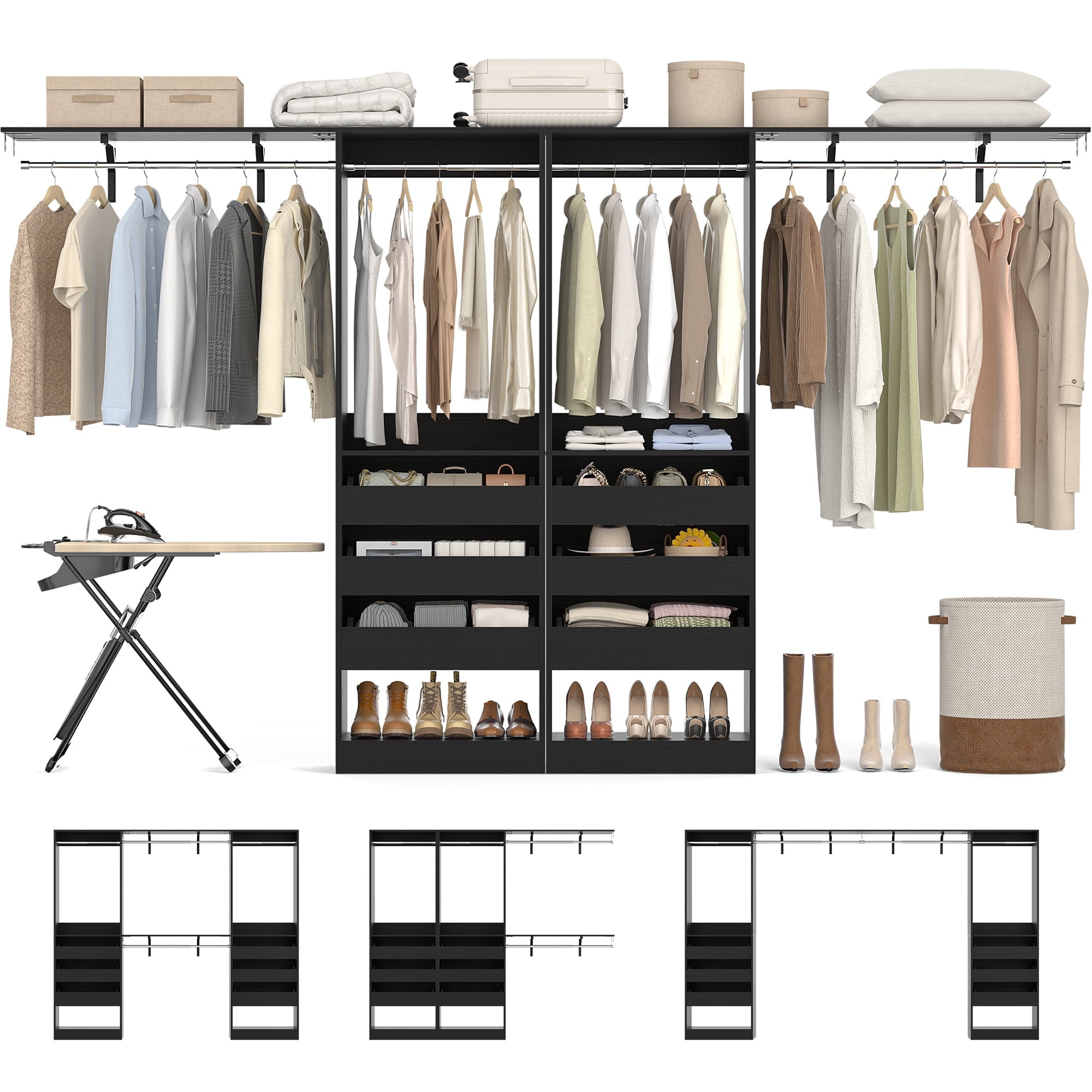 iSunirm 5FT Closet System with 2 Sets, 80" High Walk-in Closet ...