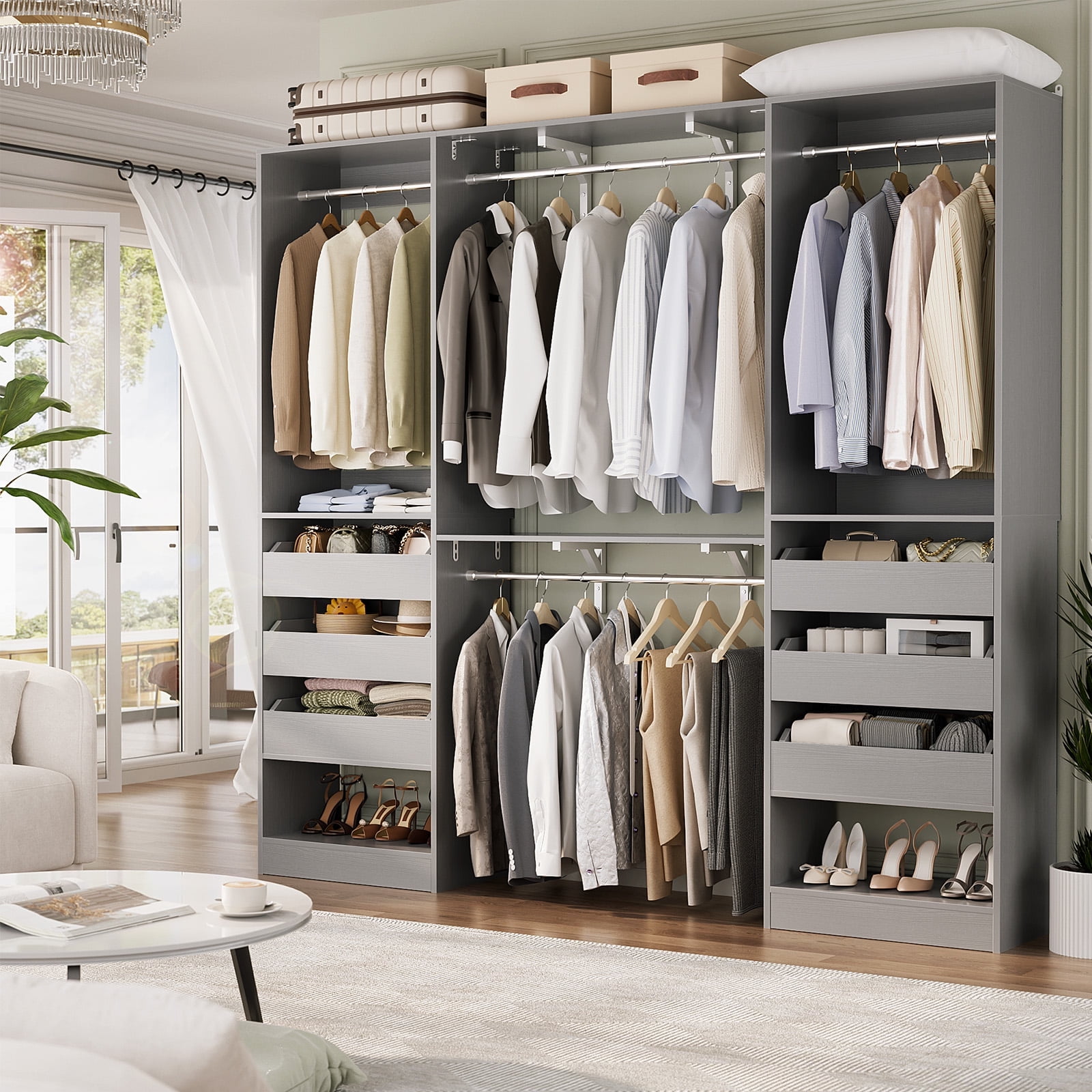 iSunirm 5FT Closet System with 2 Sets, 80" High Walk-in Closet ...