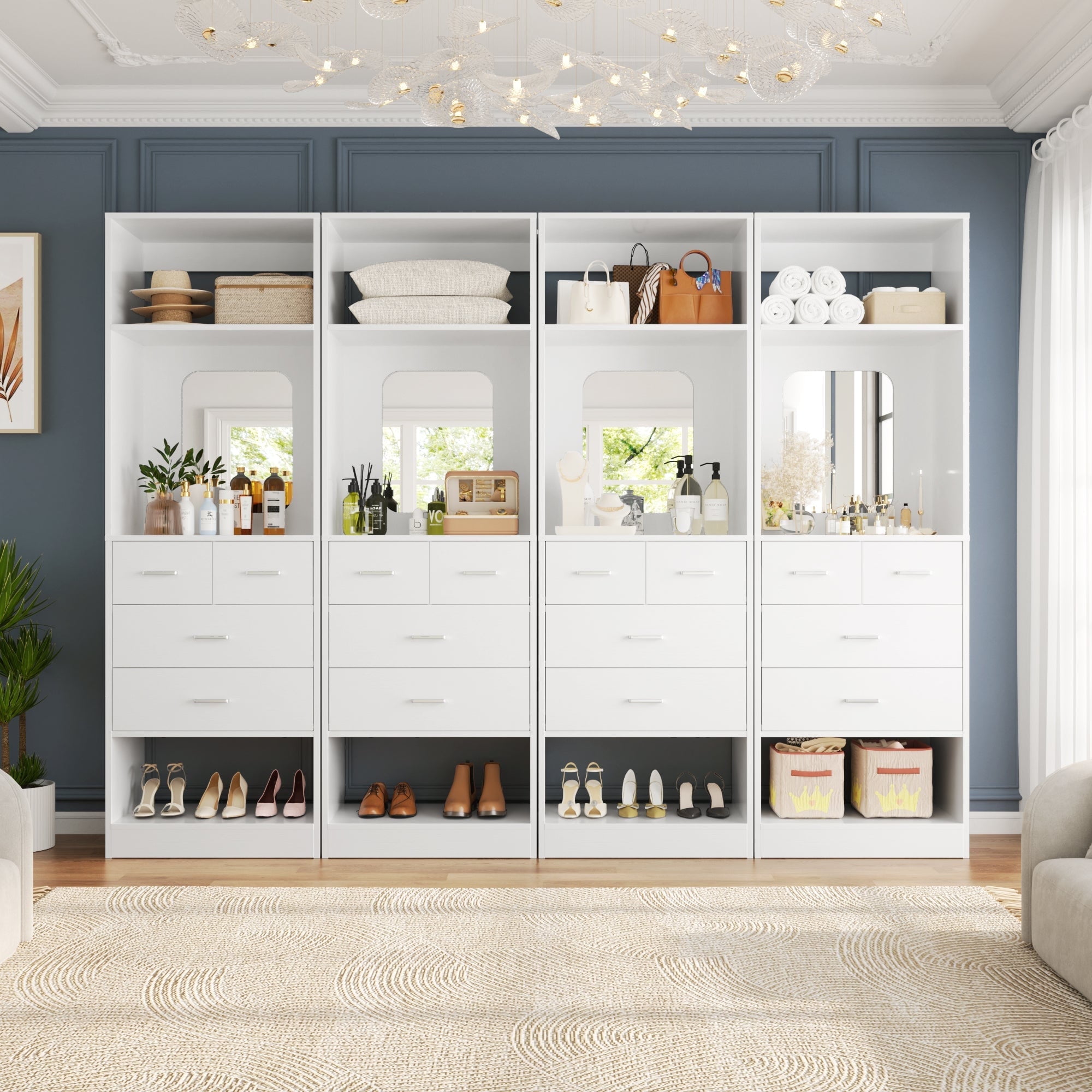 iSunirm 8.4FT Closet System with 16 Drawers, 100'' Walk-in Closet ...