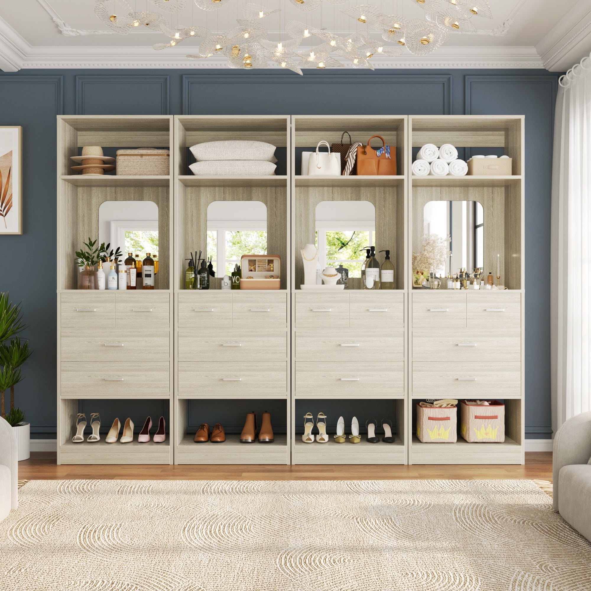 iSunirm 8.4FT Closet System with 16 Drawers, 100'' Walk-in Closet ...