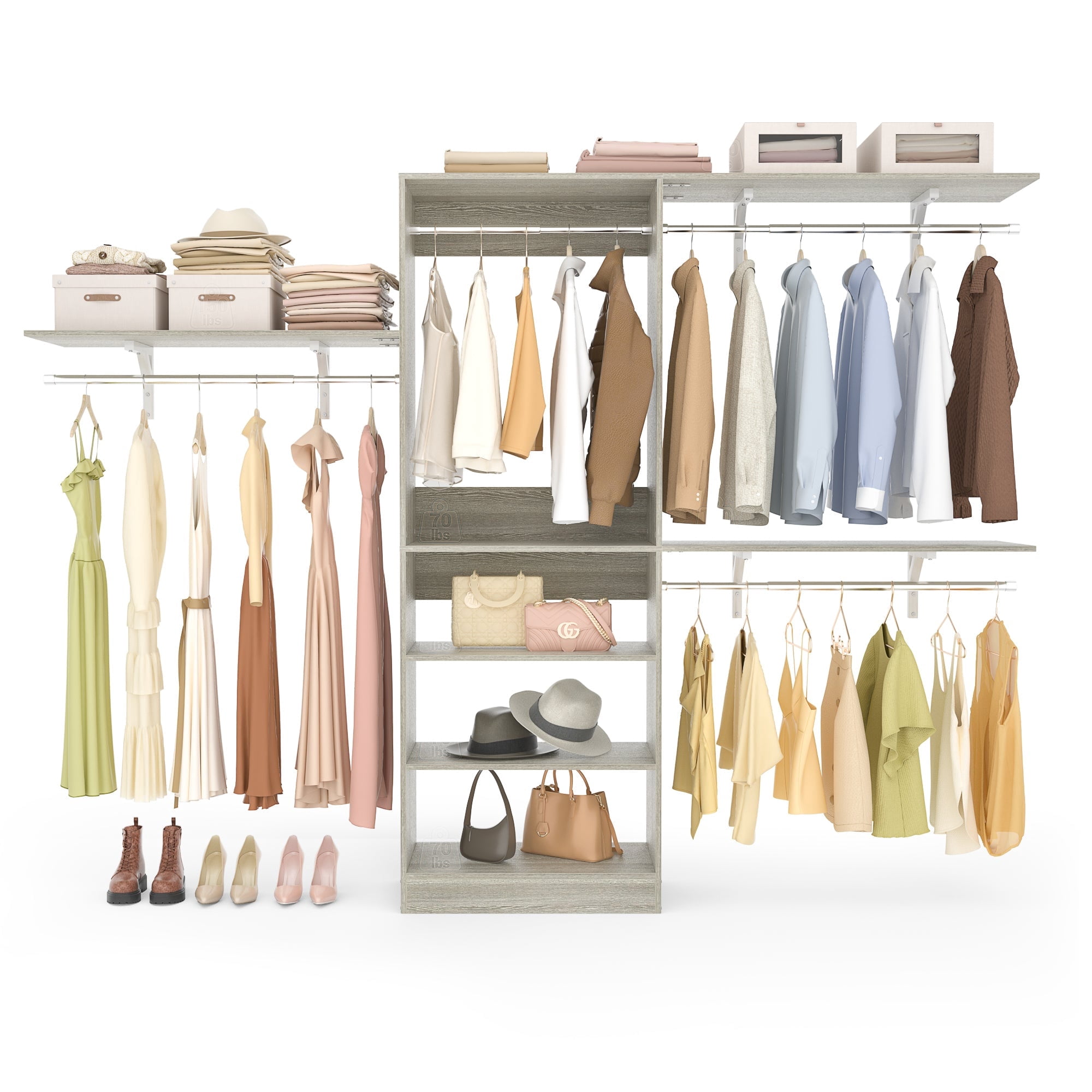 iSunirm 8FT Closet Organizer and Storage System, Closet System with ...