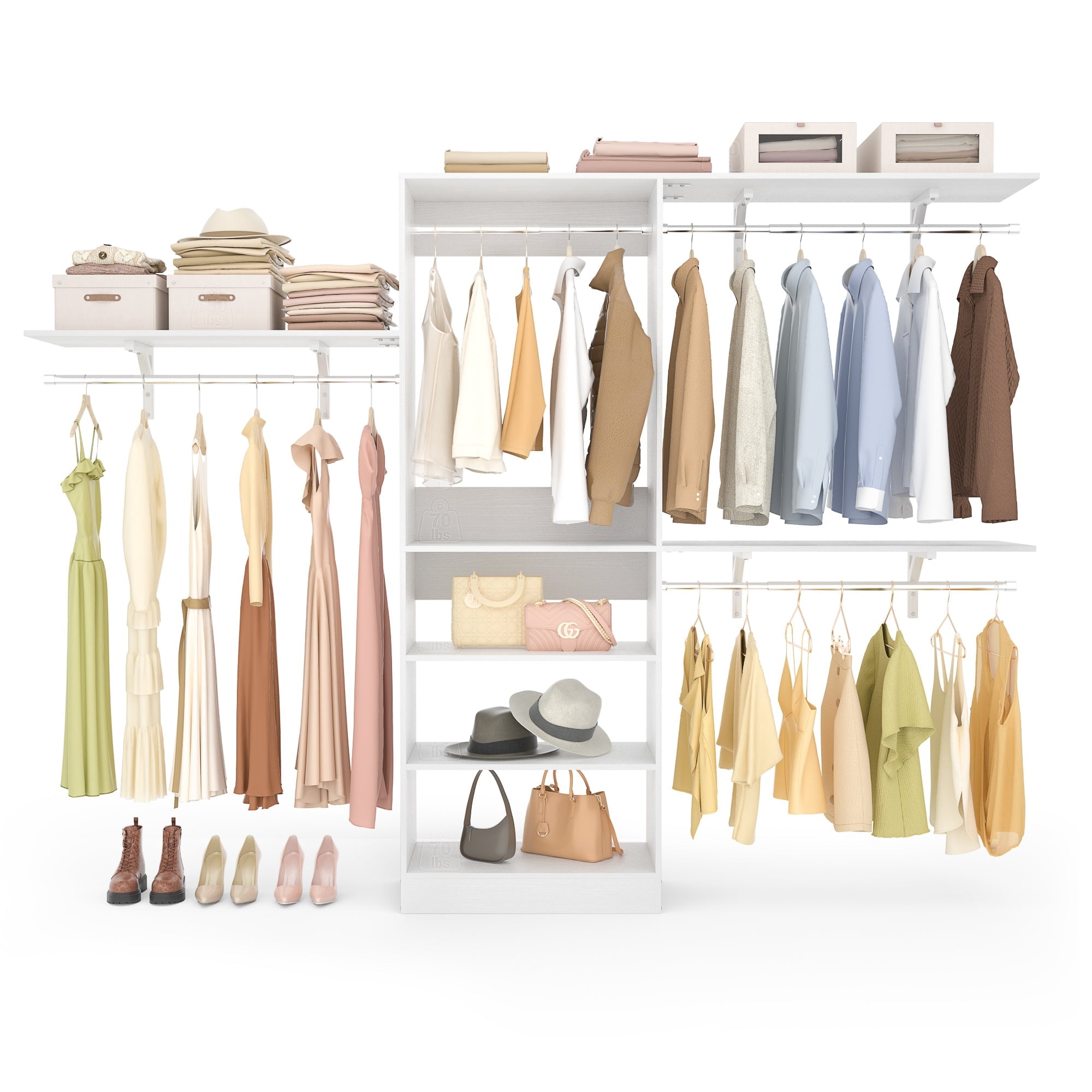 iSunirm 8FT Closet Organizer and Storage System, Closet System with ...