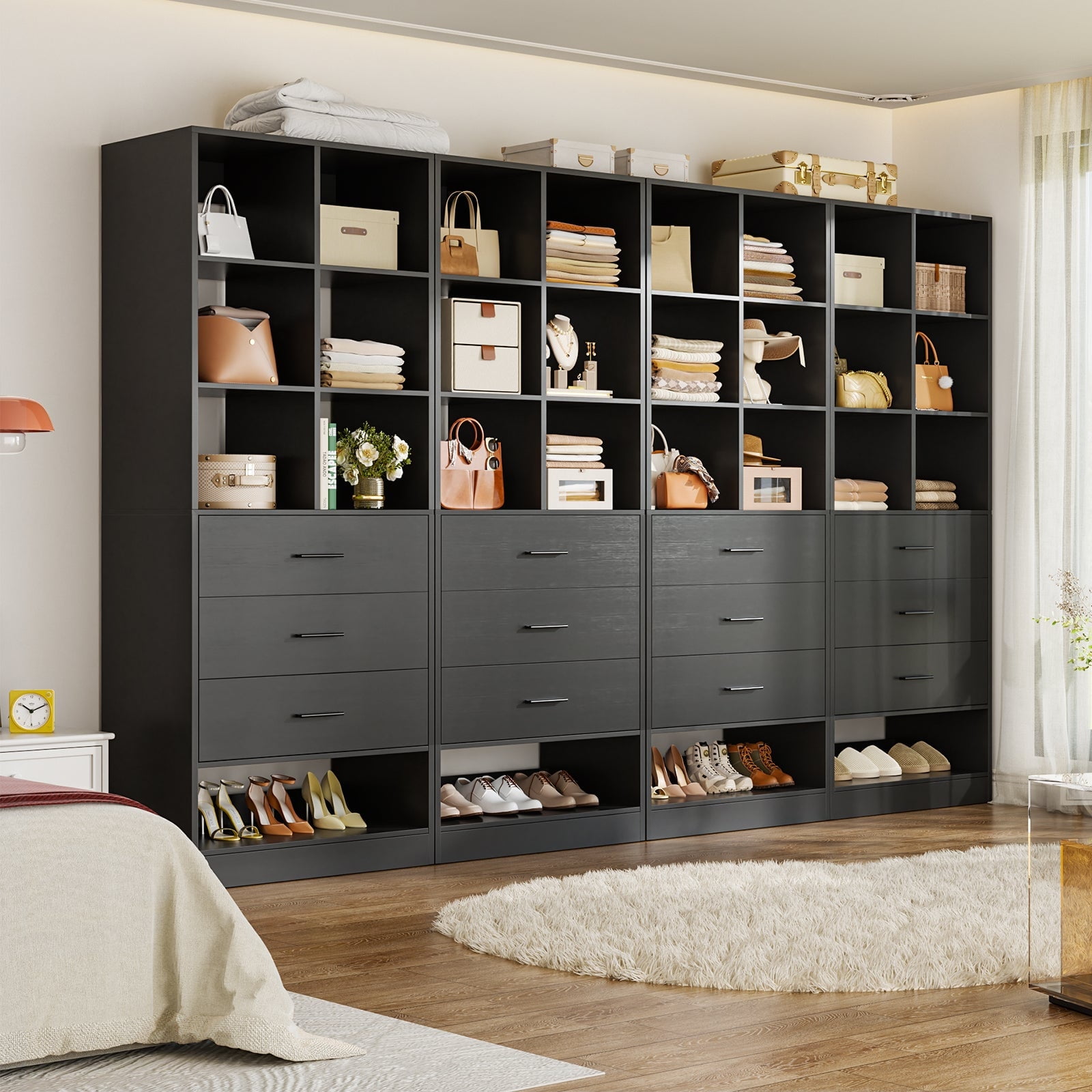 iSunirm 94.4" Modular Closet System with 12 Drawers and 24 Cube Storage ...