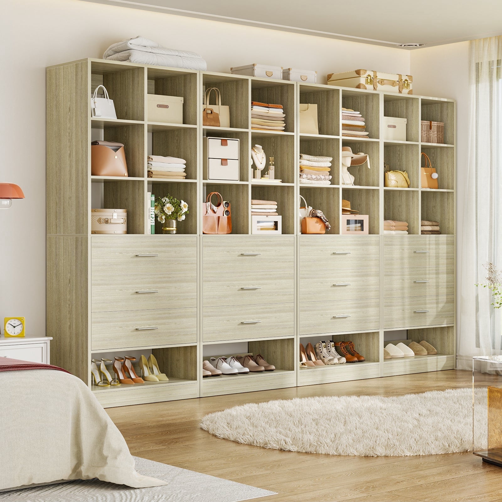 iSunirm 94.4" Modular Closet System with 12 Drawers and 24 Cube Storage ...